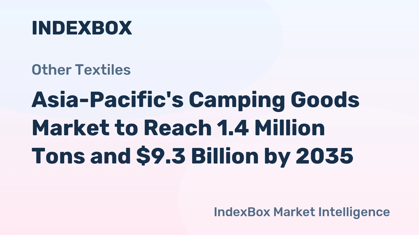 Asia-Pacific's Camping Goods Market to Reach 1.4 Million Tons and $9.3 Billion by 2035