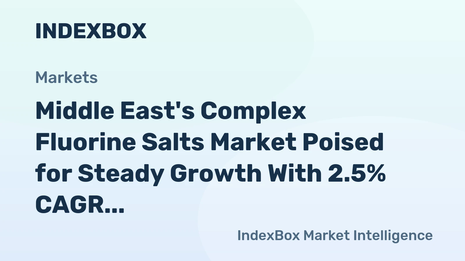 Middle East's Complex Fluorine Salts Market Poised for Steady Growth With 2.5% CAGR in Value Through 2035