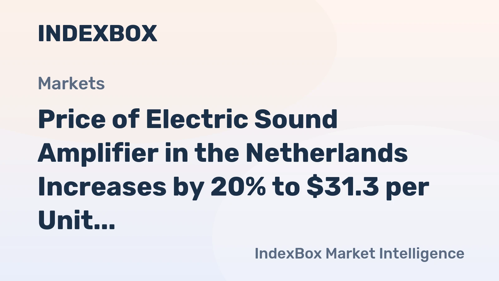 Price of Electric Sound Amplifier in the Netherlands Increases by 20% to $31.3 per Unit