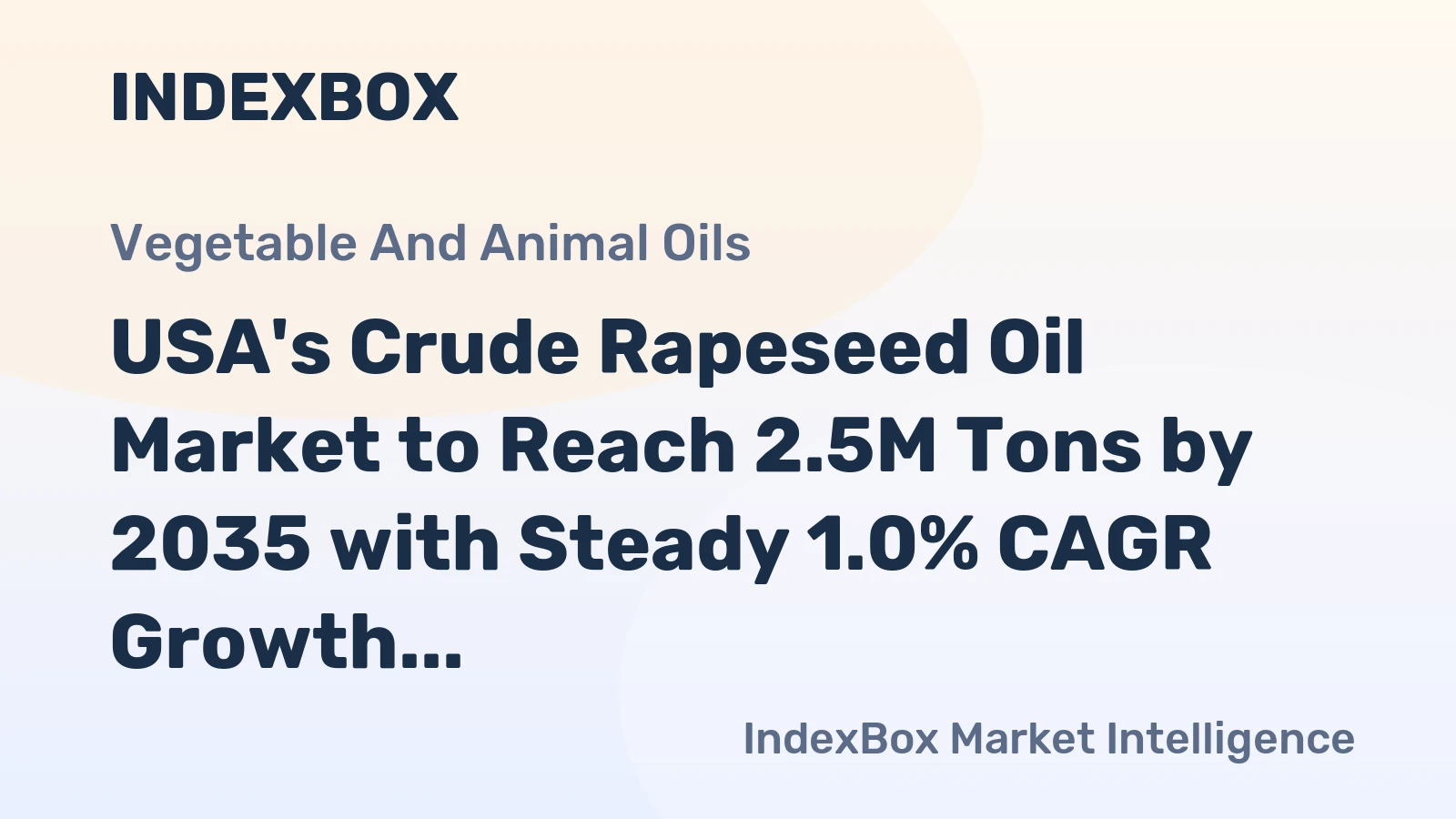 USA's Crude Rapeseed Oil Market to Reach 2.5M Tons by 2035 with Steady 1.0% CAGR Growth