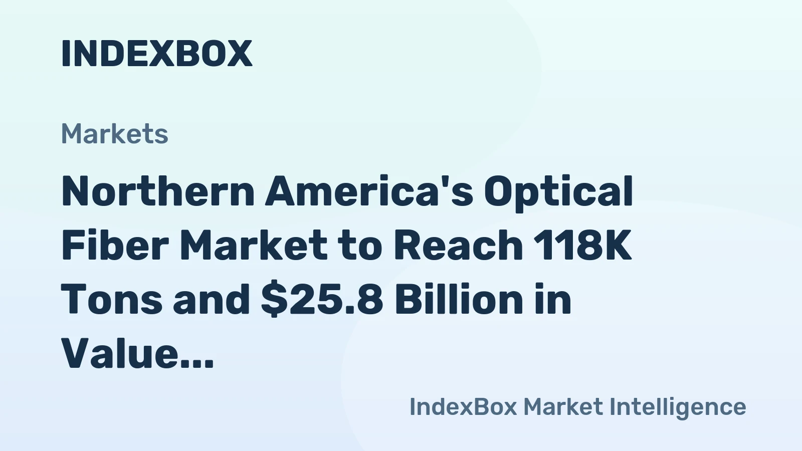 Northern America's Optical Fiber Market to Reach 118K Tons and $25.8 Billion in Value