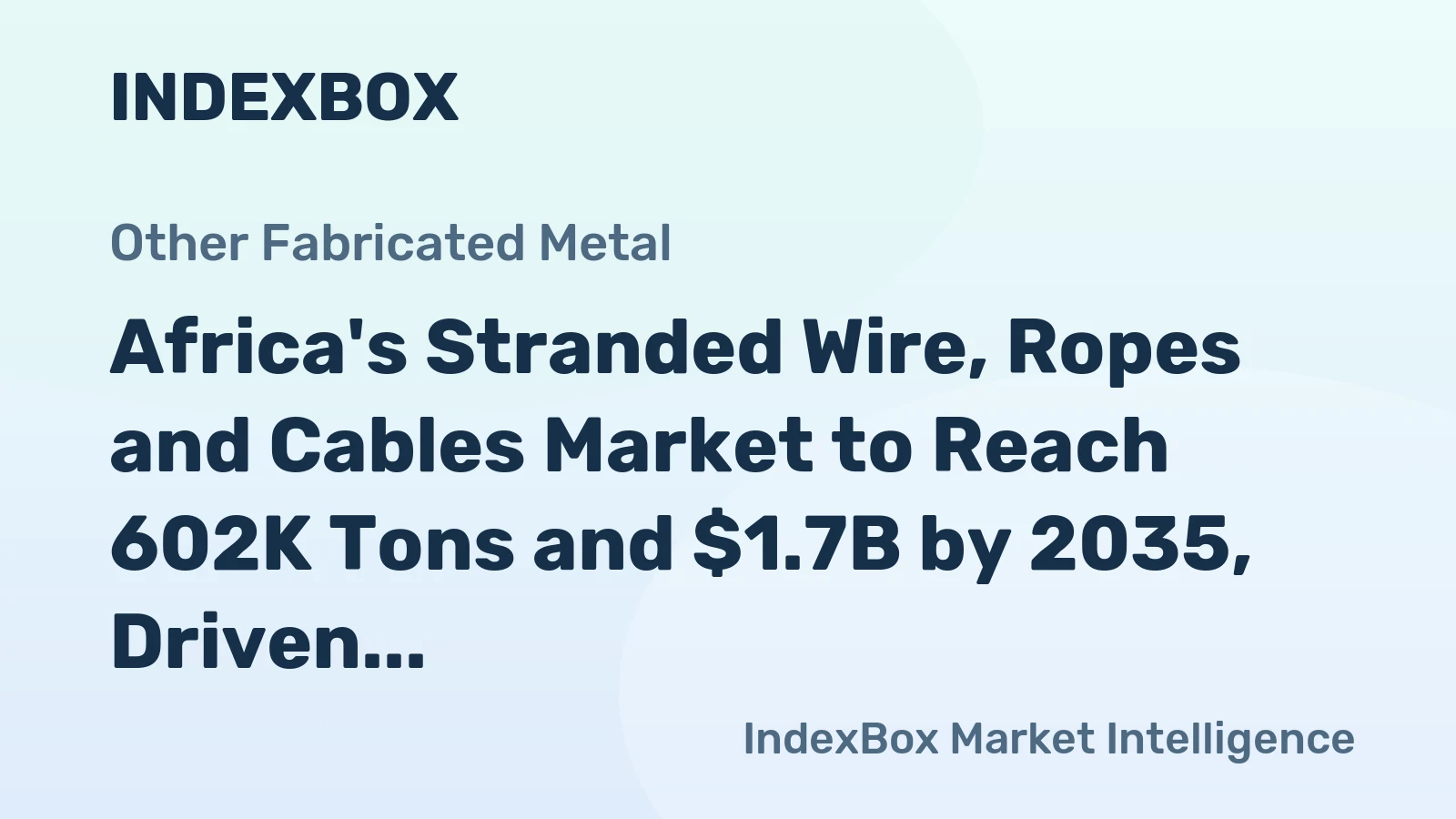Africa's Stranded Wire, Ropes and Cables Market to Reach 602K Tons and $1.7B by 2035, Driven by Increasing Demand