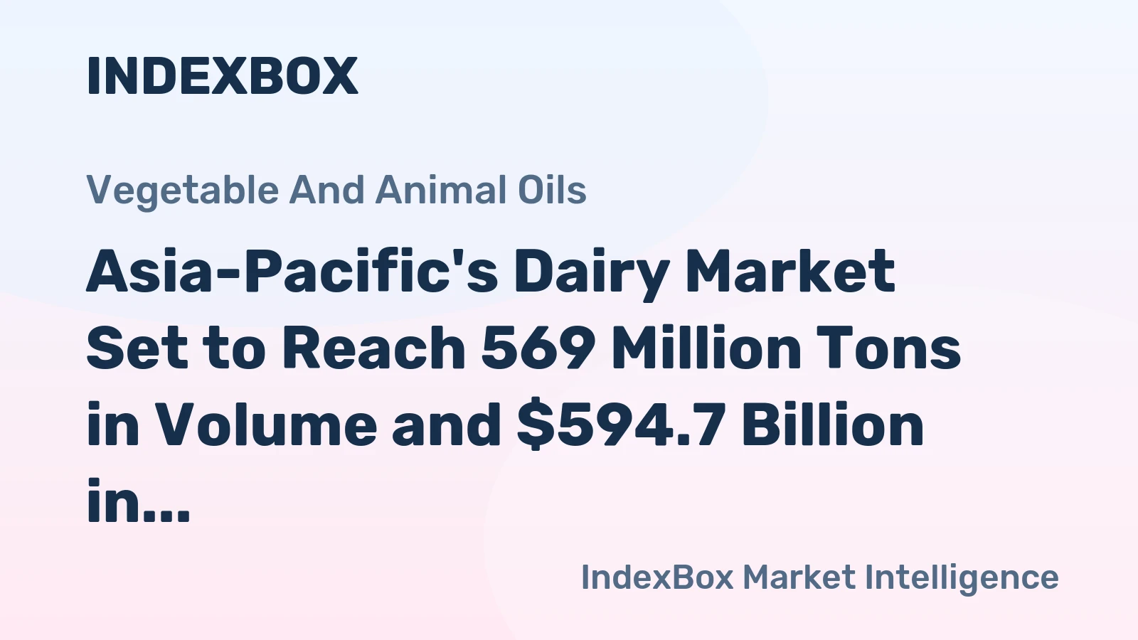 Asia-Pacific's Dairy Market Set to Reach 569 Million Tons in Volume and $594.7 Billion in Value by 2035