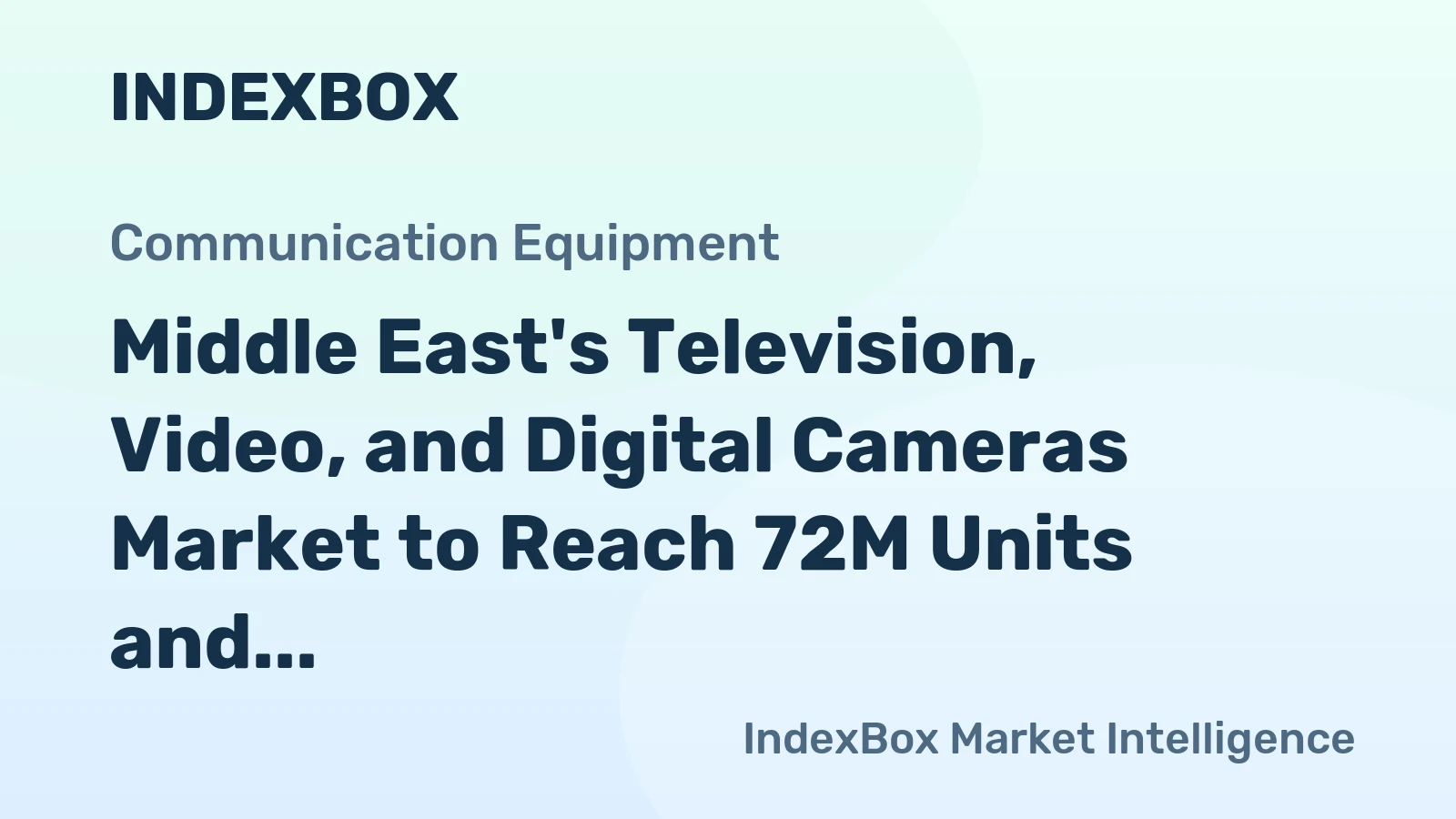 Middle East's Television, Video, and Digital Cameras Market to Reach 72M Units and $3.6B Value by 2035
