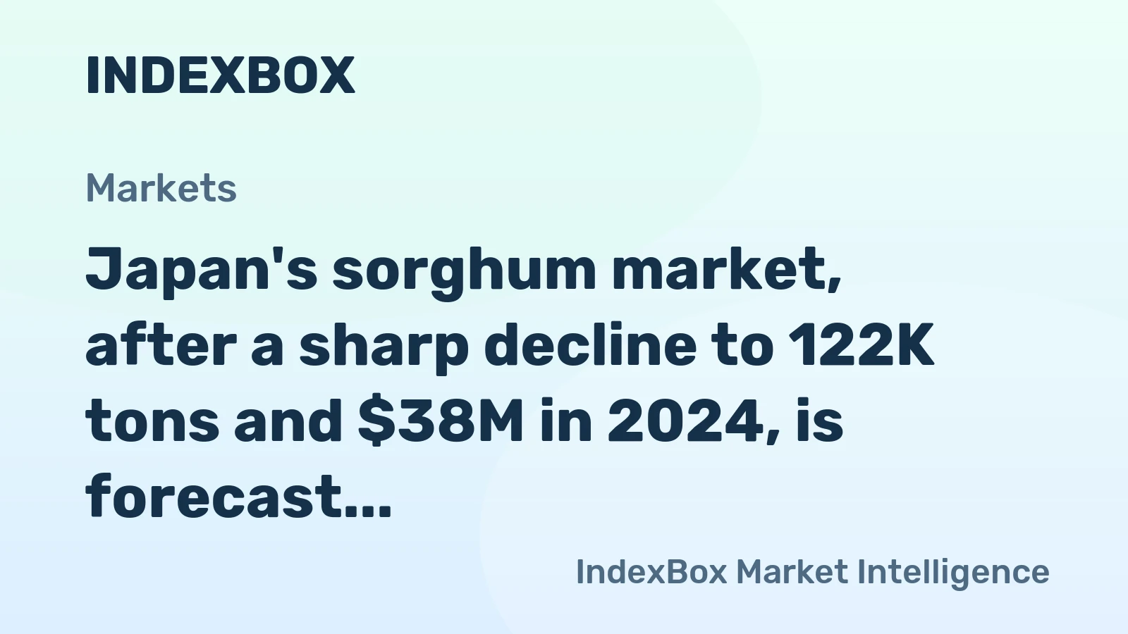 Japan's sorghum market, after a sharp decline to 122K tons and $38M in 2024, is forecast for a slight upward trend to reach 144K tons in volume and $52M in value by 2035.