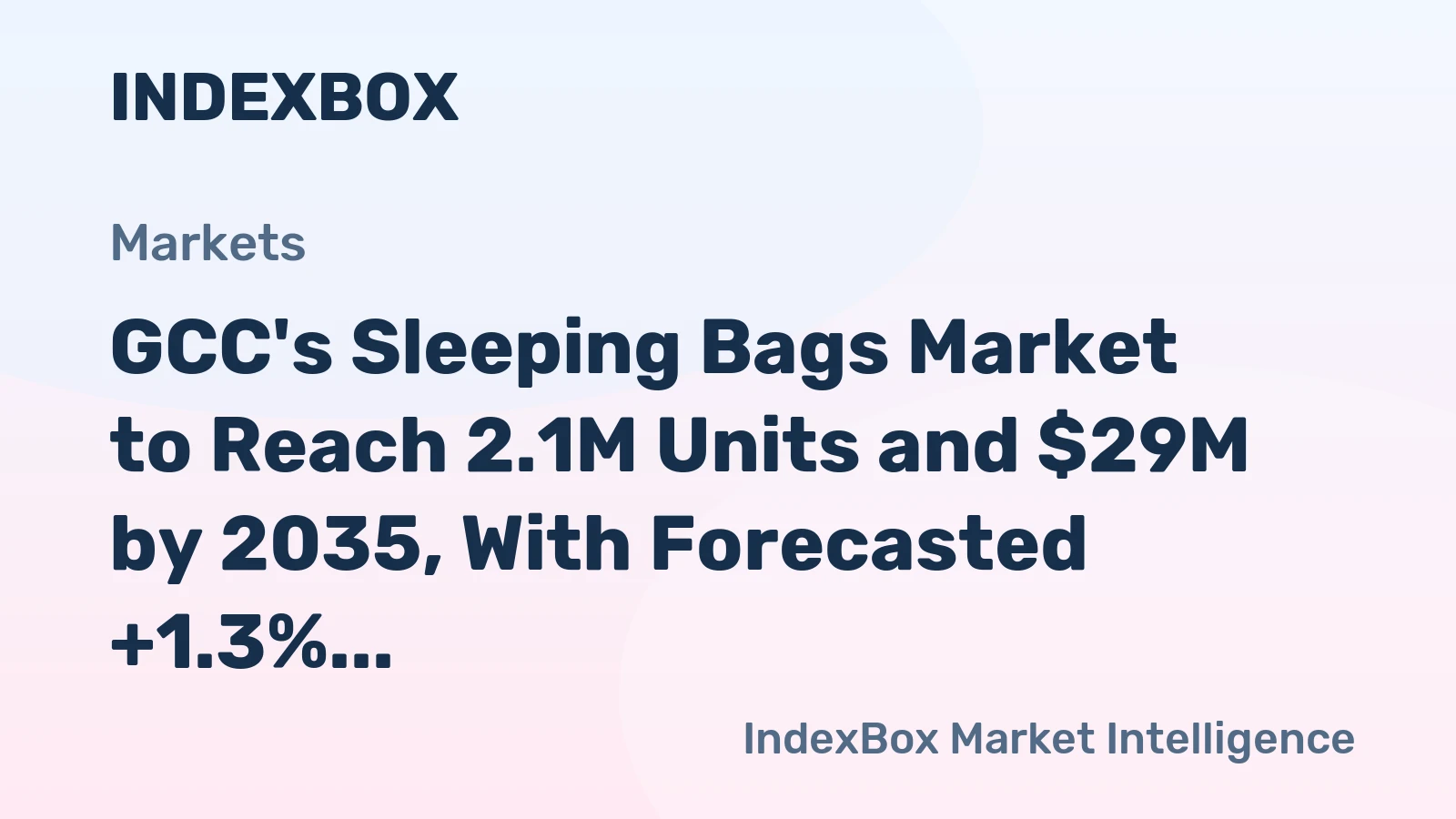 GCC's Sleeping Bags Market to Reach 2.1M Units and $29M by 2035, With Forecasted +1.3% Volume and +2.3% Value Growth