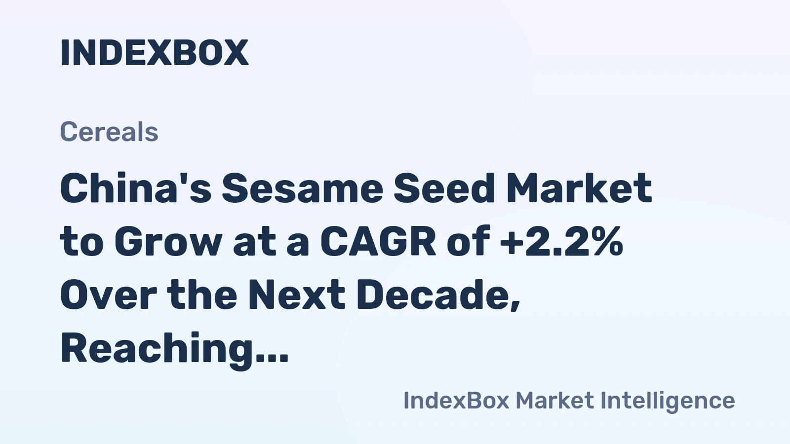 China's Sesame Seed Market to Grow at a CAGR of +2.2% Over the Next Decade, Reaching 2M Tons by 2035