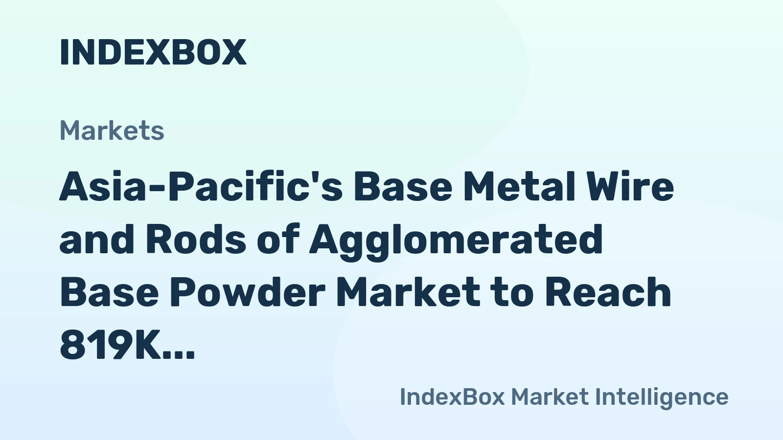 Asia-Pacific's Base Metal Wire and Rods of Agglomerated Base Powder Market to Reach 819K Tons and $6.9B by 2035