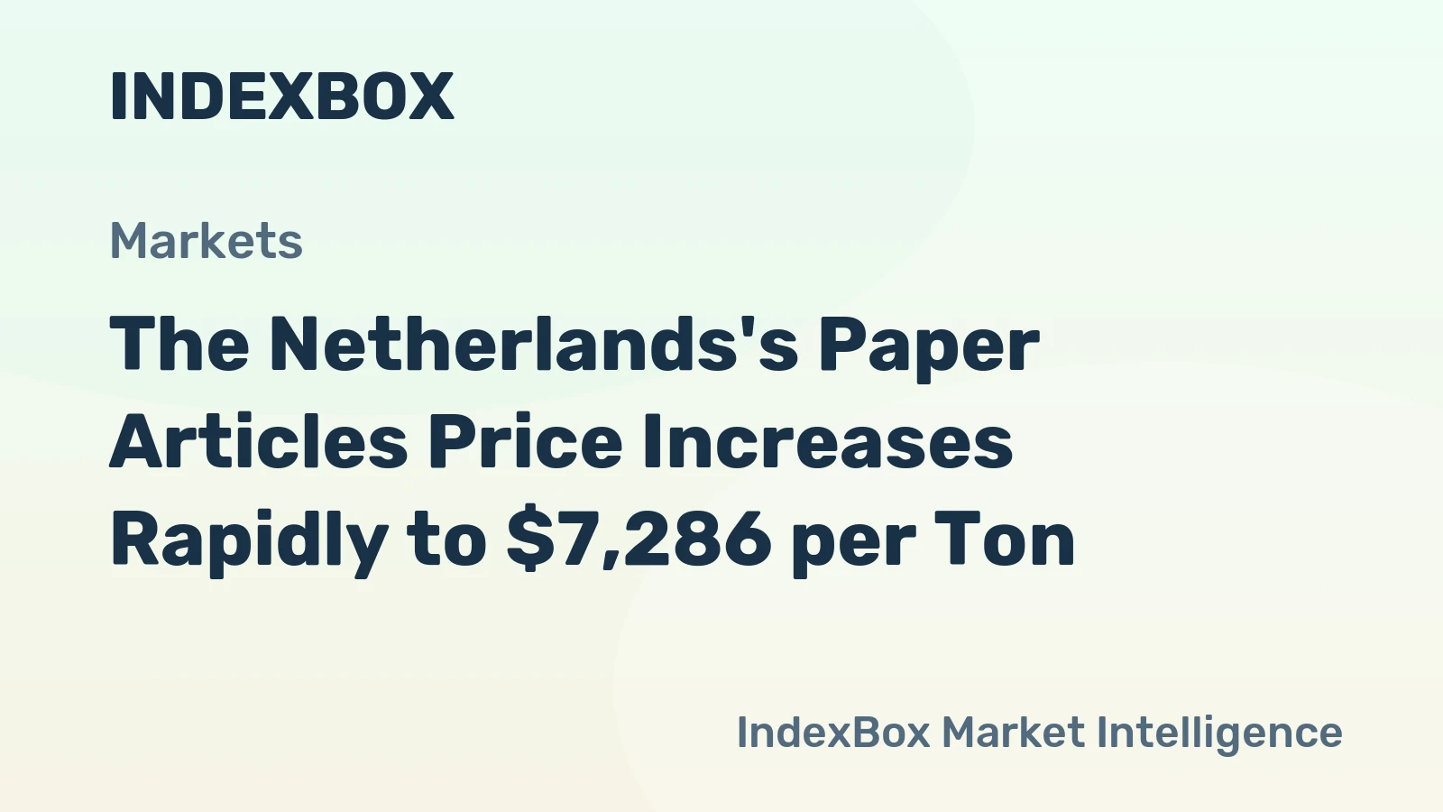 The Netherlands's Paper Articles Price Increases Rapidly to $7,286 per Ton