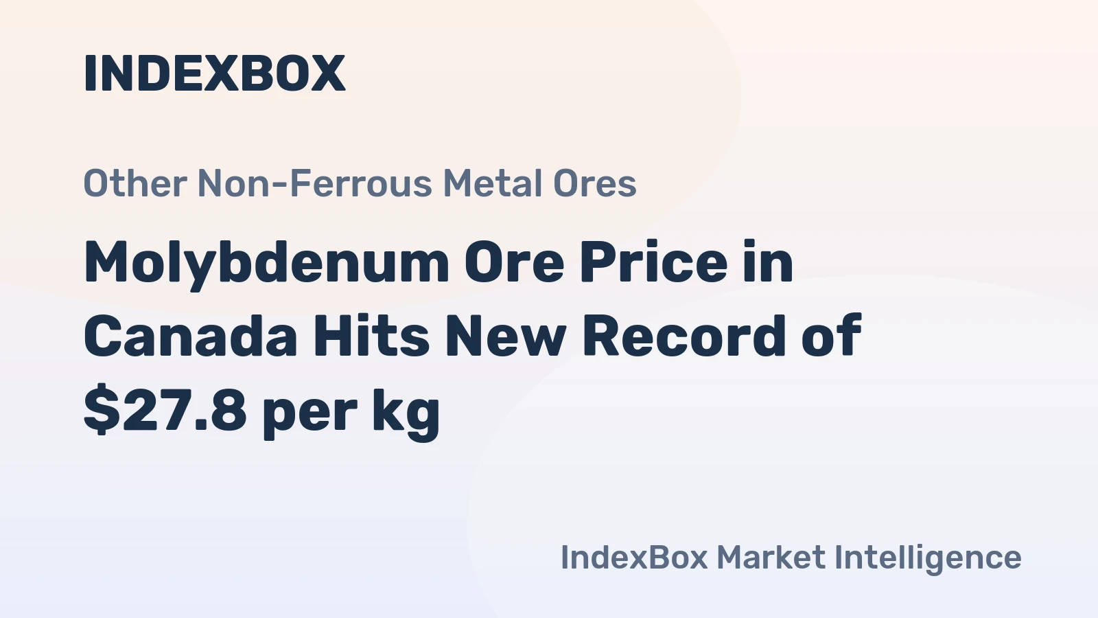 Molybdenum Ore Price in Canada Hits New Record of $27.8 per kg