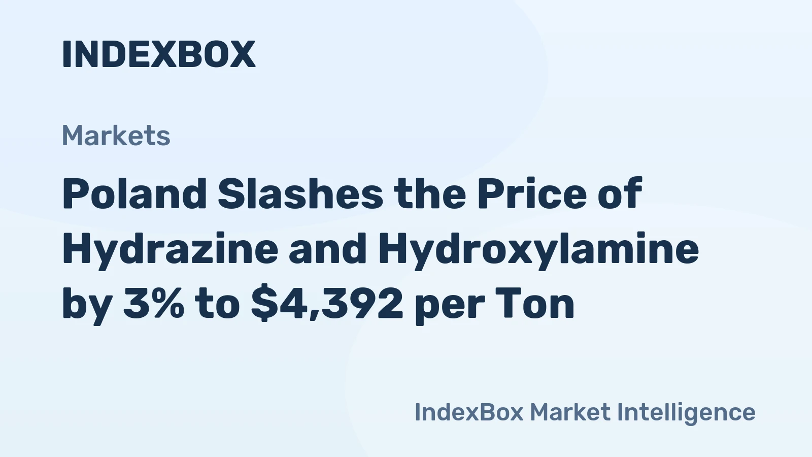 Poland Slashes the Price of Hydrazine and Hydroxylamine by 3% to $4,392 per Ton