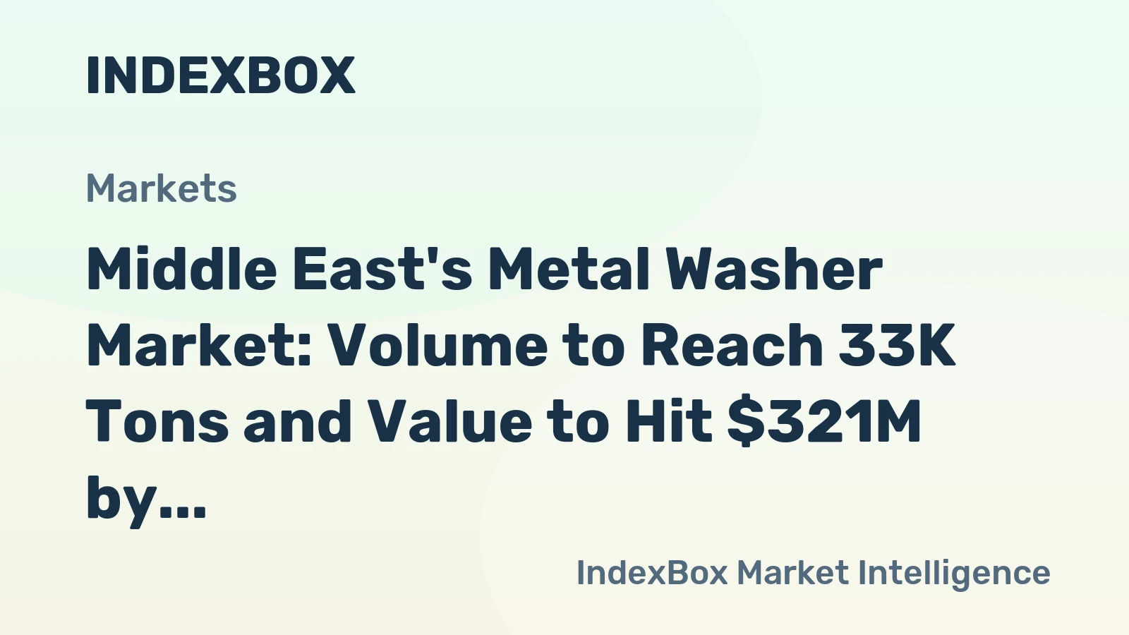 Middle East's Metal Washer Market: Volume to Reach 33K Tons and Value to Hit $321M by 2035