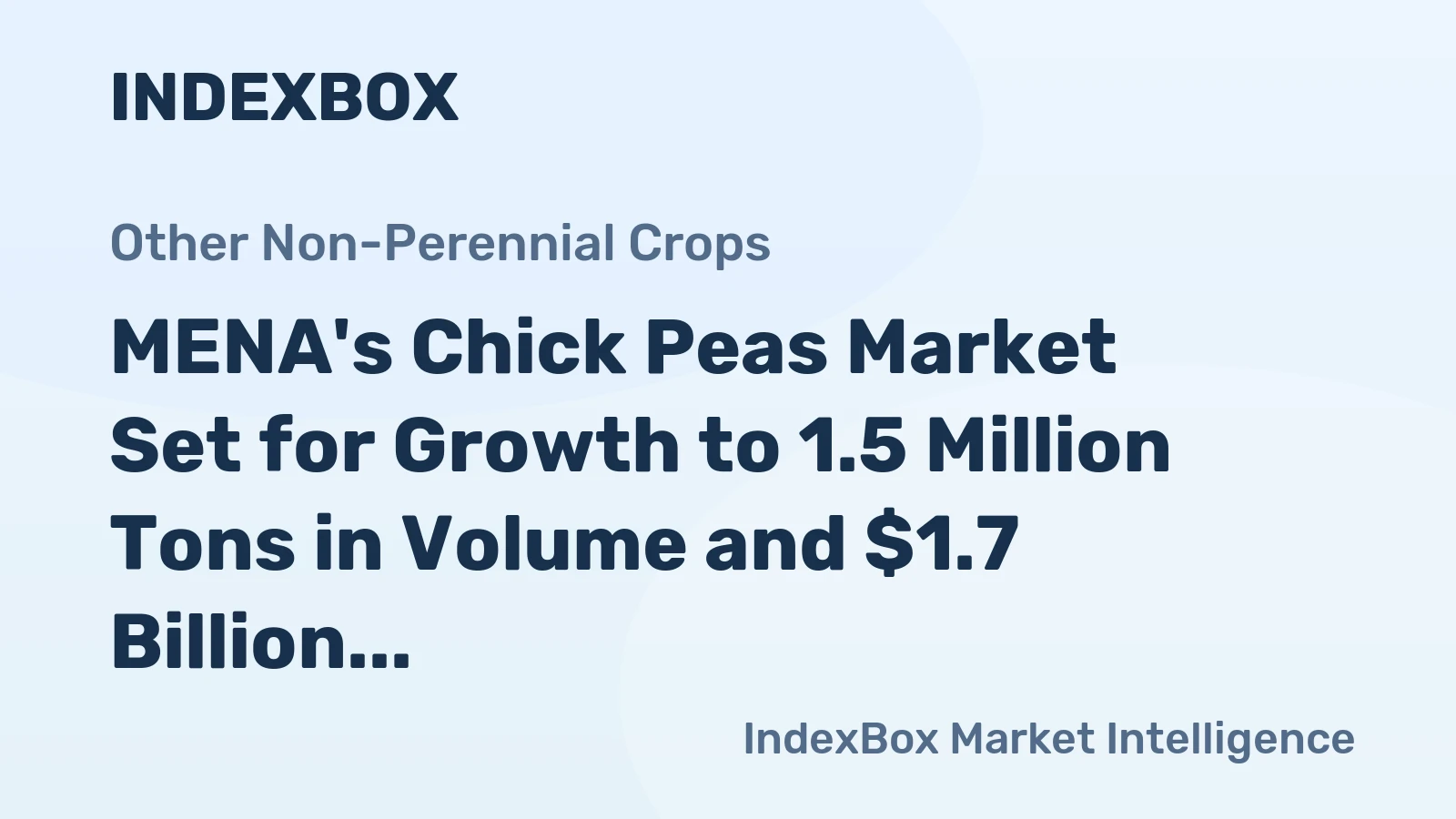 MENA's Chick Peas Market Set for Growth to 1.5 Million Tons in Volume and $1.7 Billion in Value