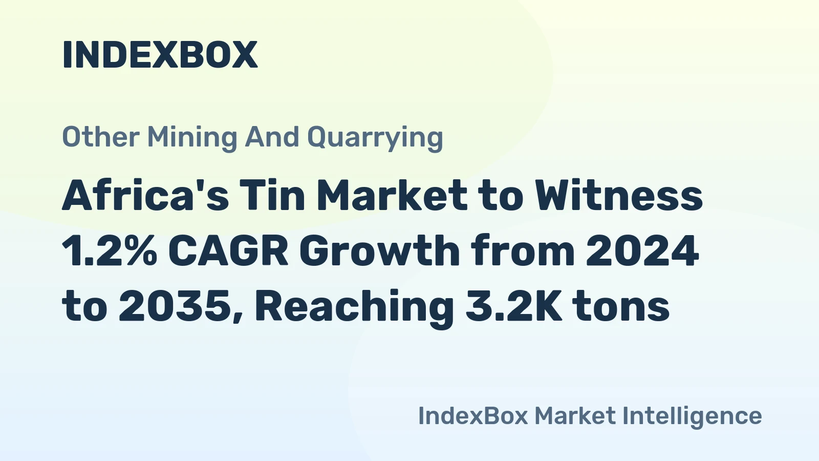 Africa's Tin Market to Witness 1.2% CAGR Growth from 2024 to 2035, Reaching 3.2K tons