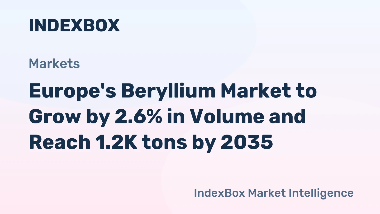 Europe's Beryllium Market to Grow by 2.6% in Volume and Reach 1.2K tons by 2035