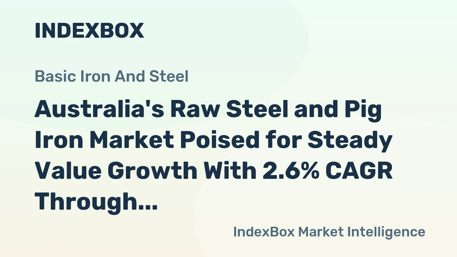Australia's Raw Steel and Pig Iron Market Poised for Steady Value Growth With 2.6% CAGR Through 2035