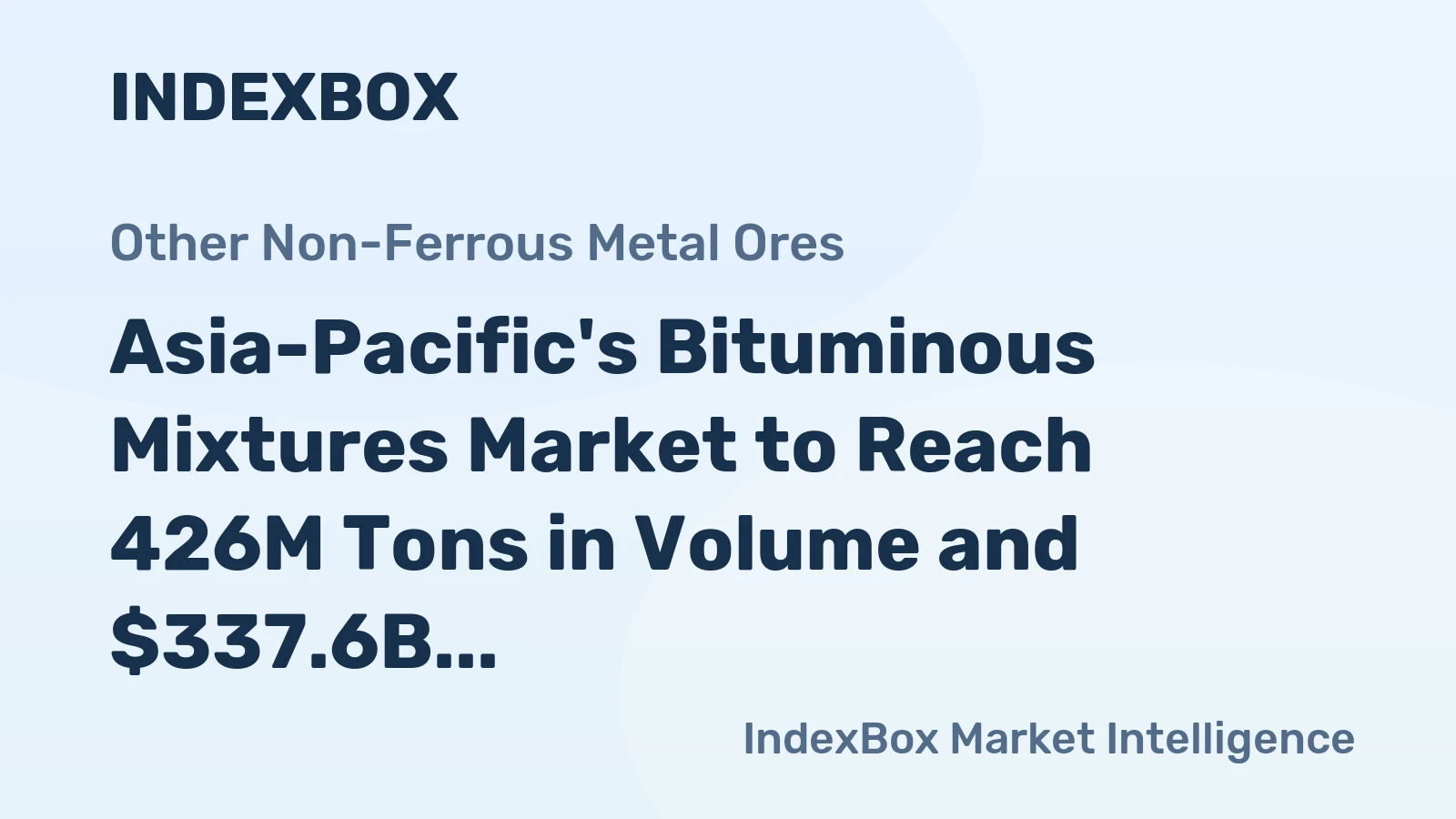 Asia-Pacific's Bituminous Mixtures Market to Reach 426M Tons in Volume and $337.6B in Value by 2035