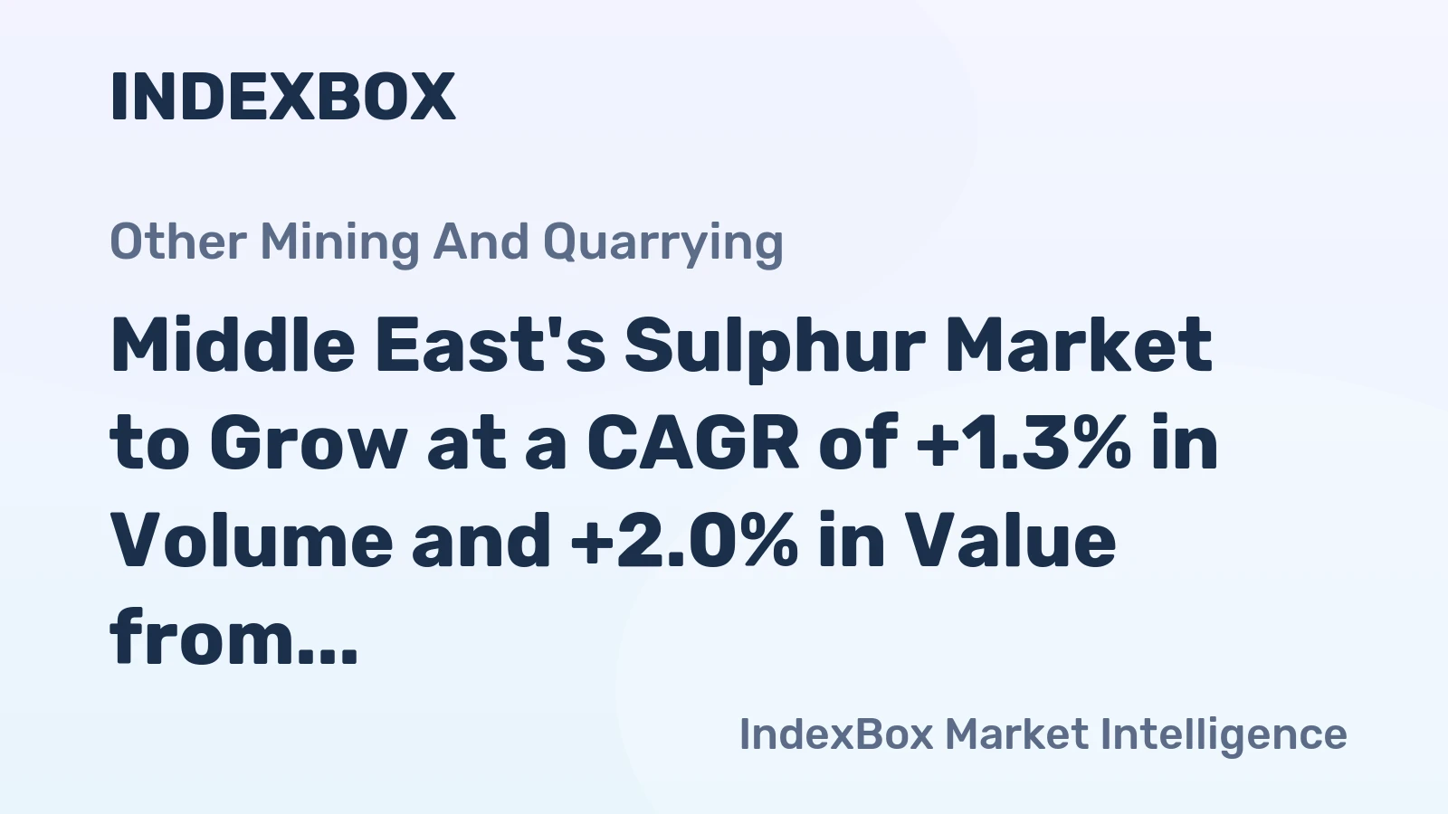 Middle East's Sulphur Market to Grow at a CAGR of +1.3% in Volume and +2.0% in Value from 2024 to 2035