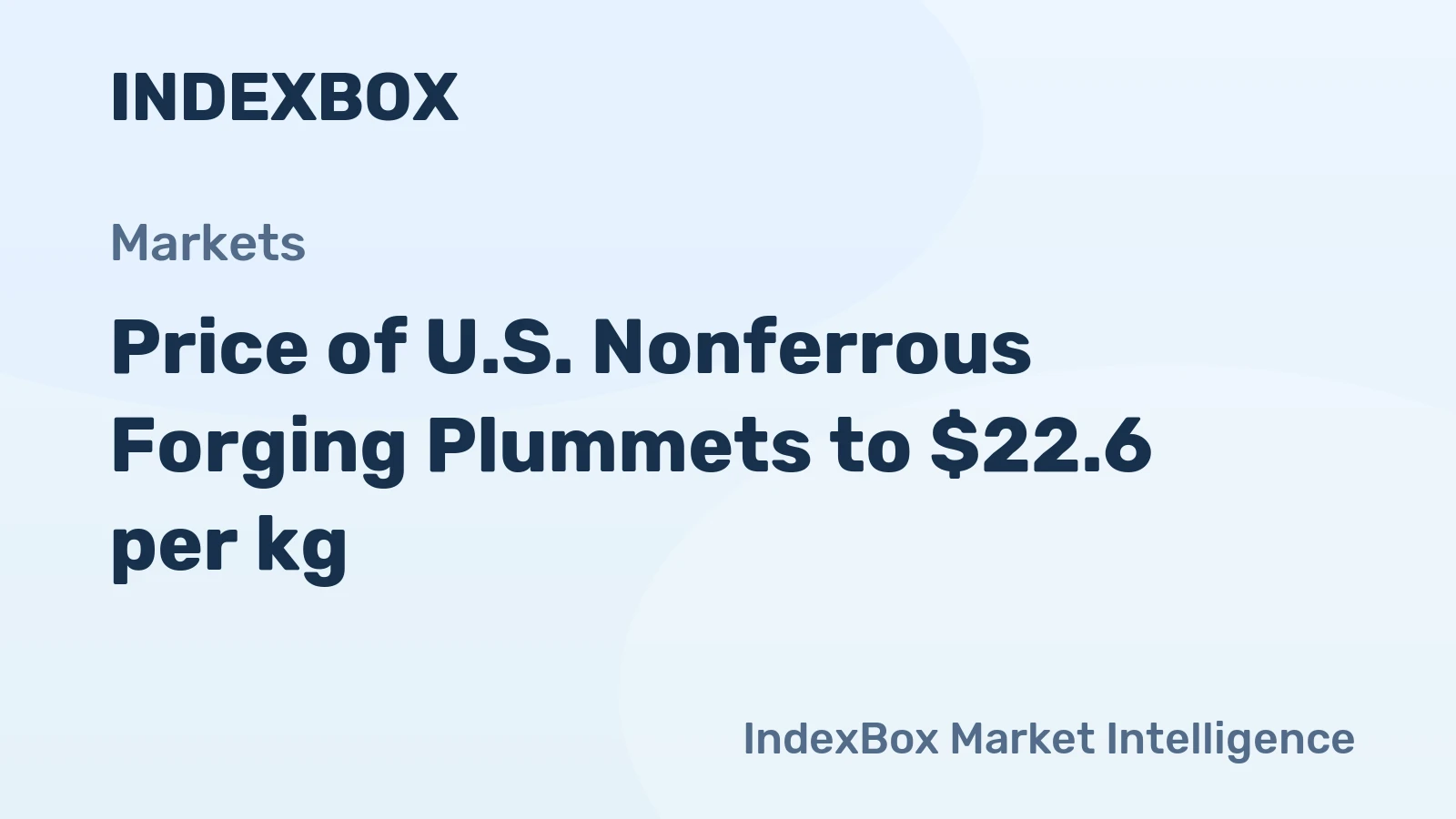 Price of U.S. Nonferrous Forging Plummets to $22.6 per kg