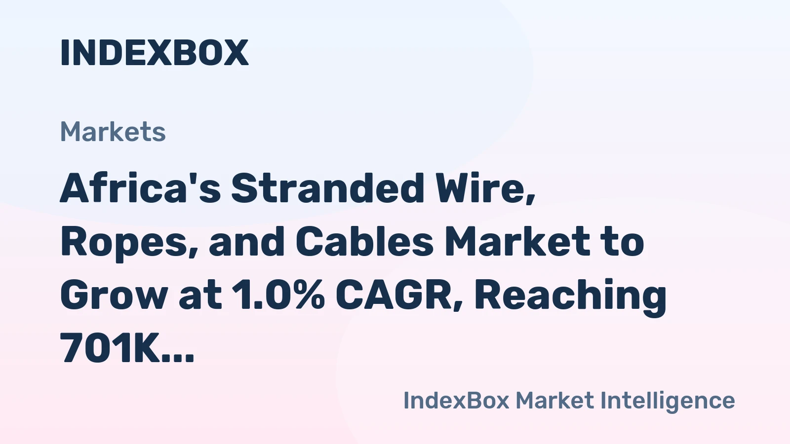 Africa's Stranded Wire, Ropes, and Cables Market to Grow at 1.0% CAGR, Reaching 701K Tons by 2035
