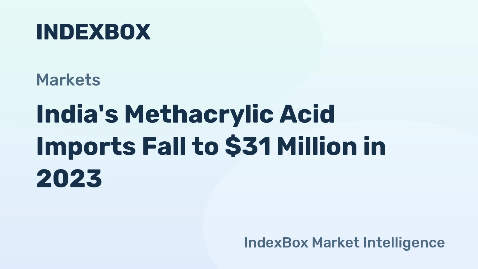 India's Methacrylic Acid Imports Fall to $31 Million in 2023
