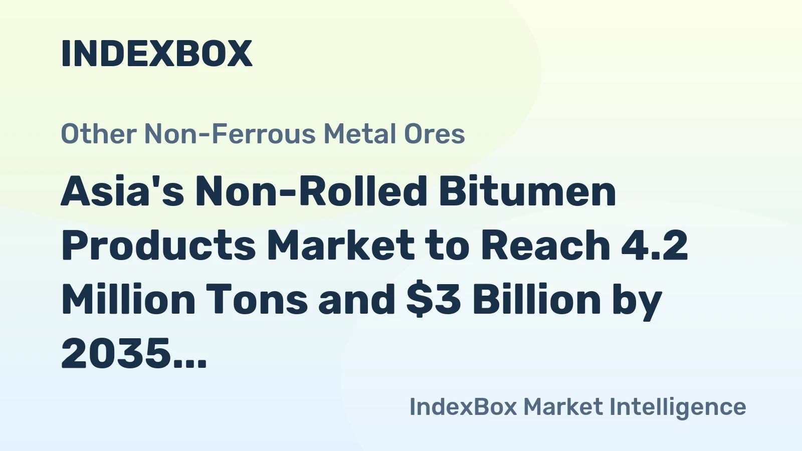 Asia's Non-Rolled Bitumen Products Market to Reach 4.2 Million Tons and $3 Billion by 2035