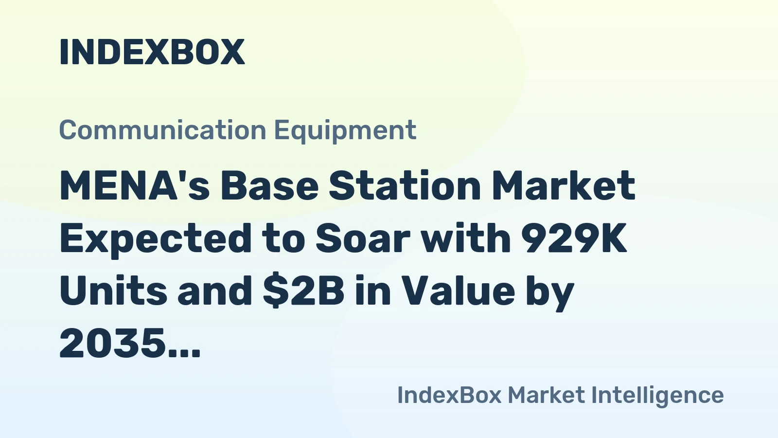 MENA's Base Station Market Expected to Soar with 929K Units and $2B in Value by 2035