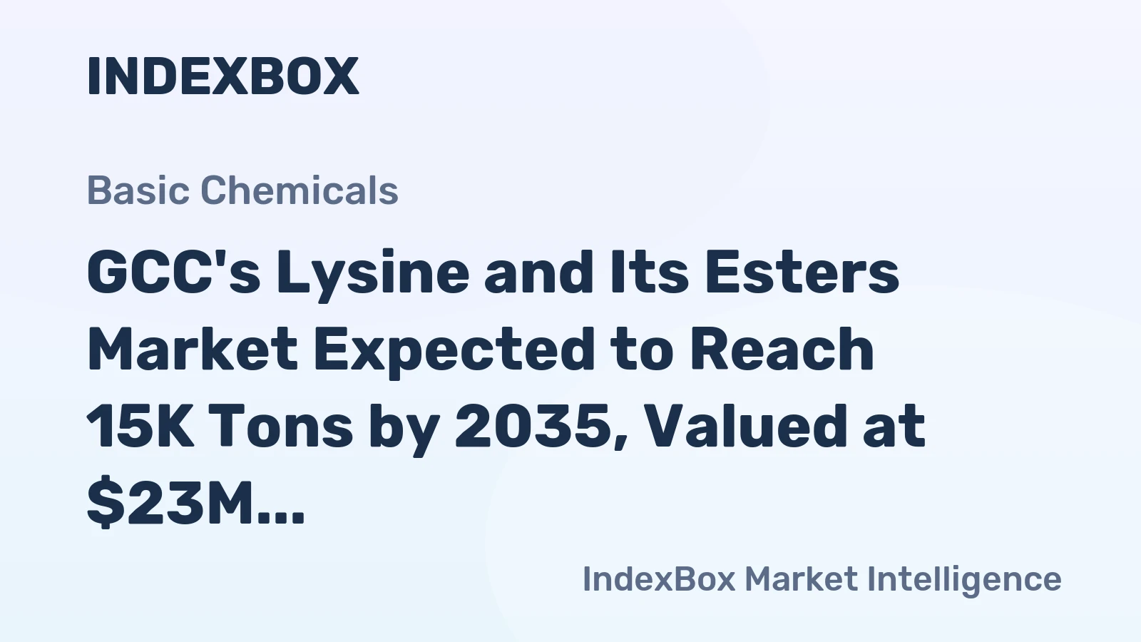 GCC's Lysine and Its Esters Market Expected to Reach 15K Tons by 2035, Valued at $23M