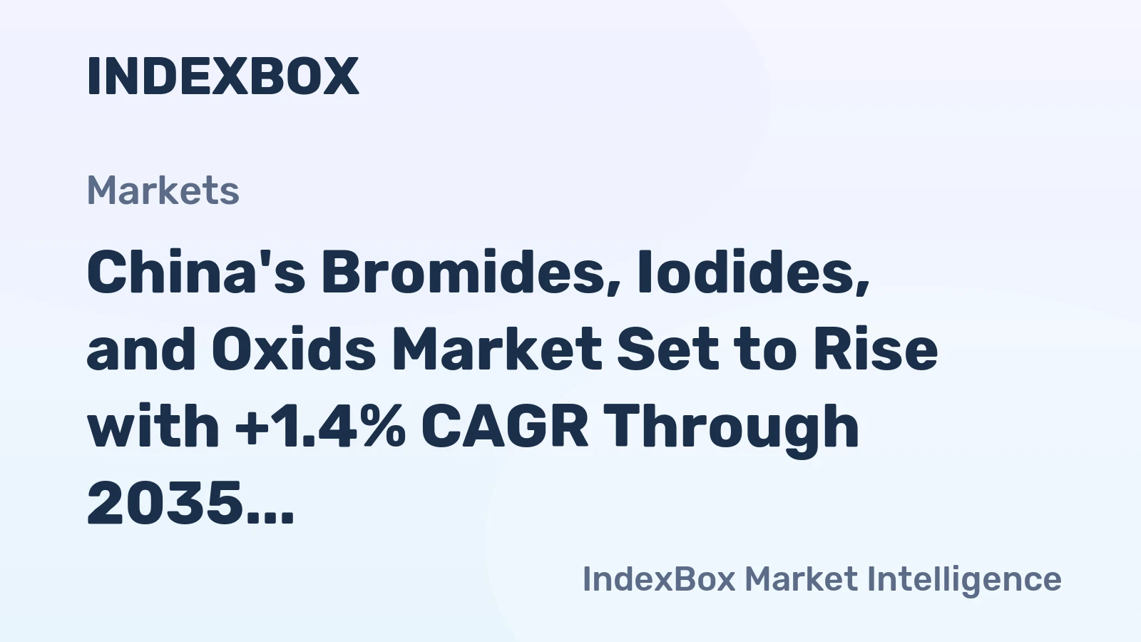 China's Bromides, Iodides, and Oxids Market Set to Rise with +1.4% CAGR Through 2035, Reaching $291M in Value
