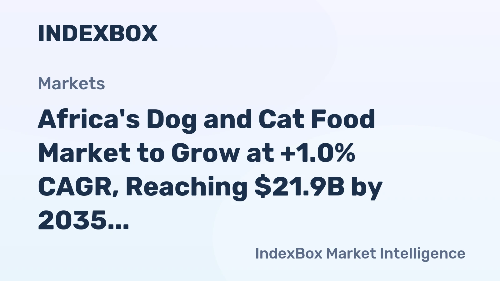 Africa's Dog and Cat Food Market to Grow at +1.0% CAGR, Reaching $21.9B by 2035