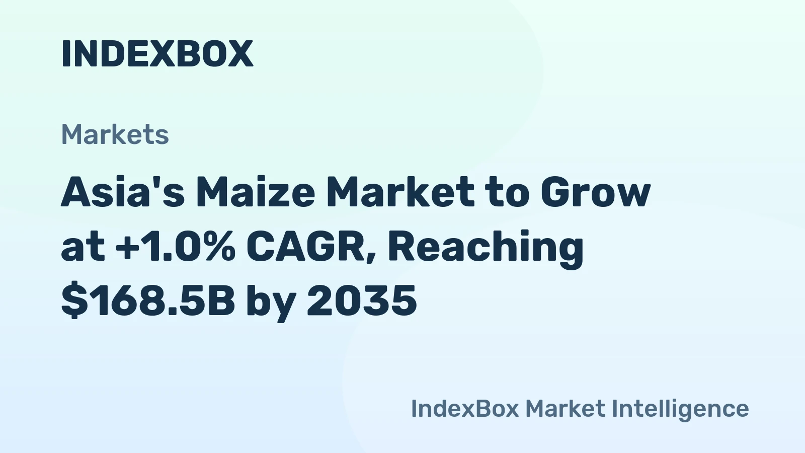 Asia's Maize Market to Grow at +1.0% CAGR, Reaching $168.5B by 2035