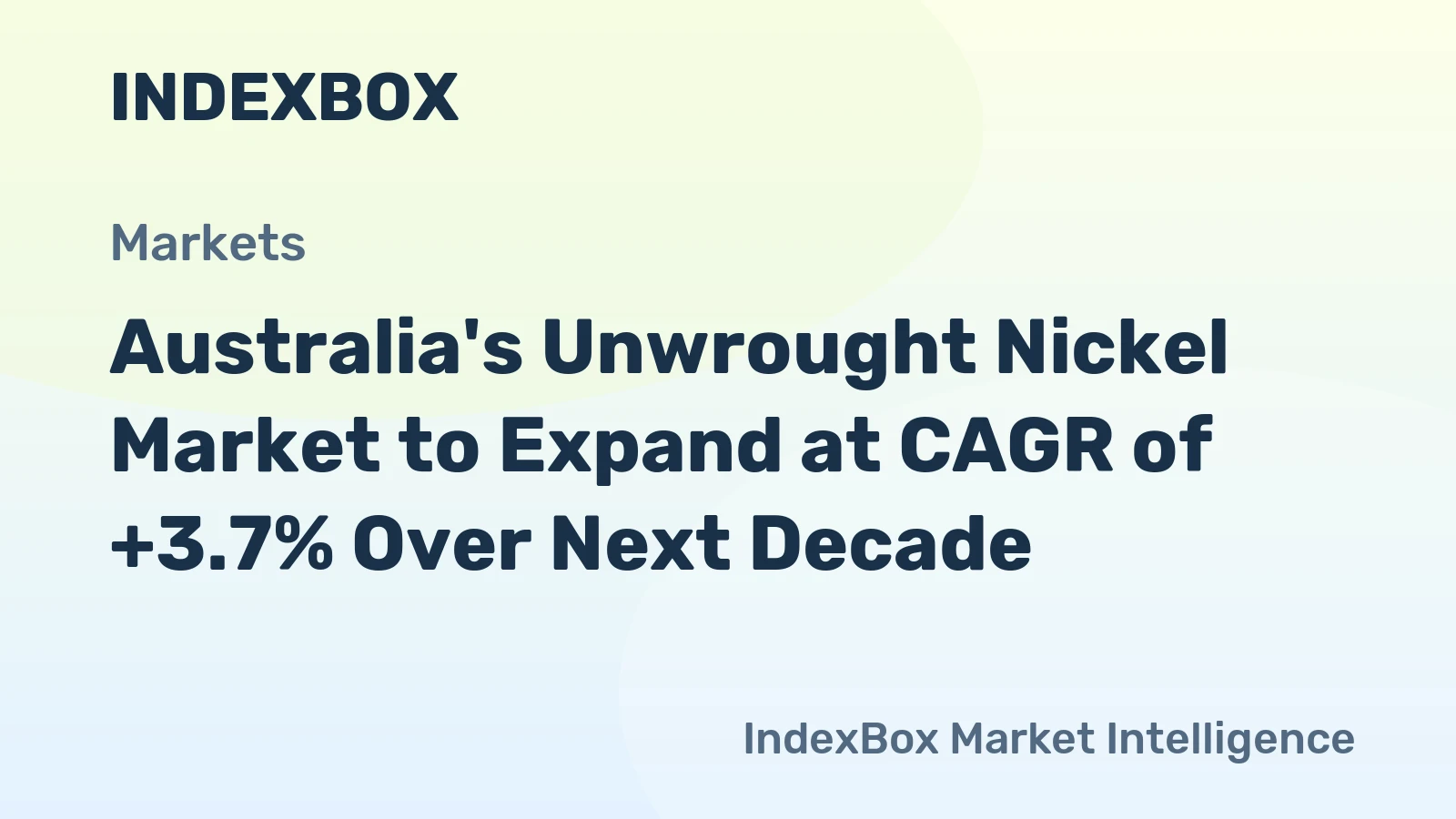 Australia's Unwrought Nickel Market to Expand at CAGR of +3.7% Over Next Decade