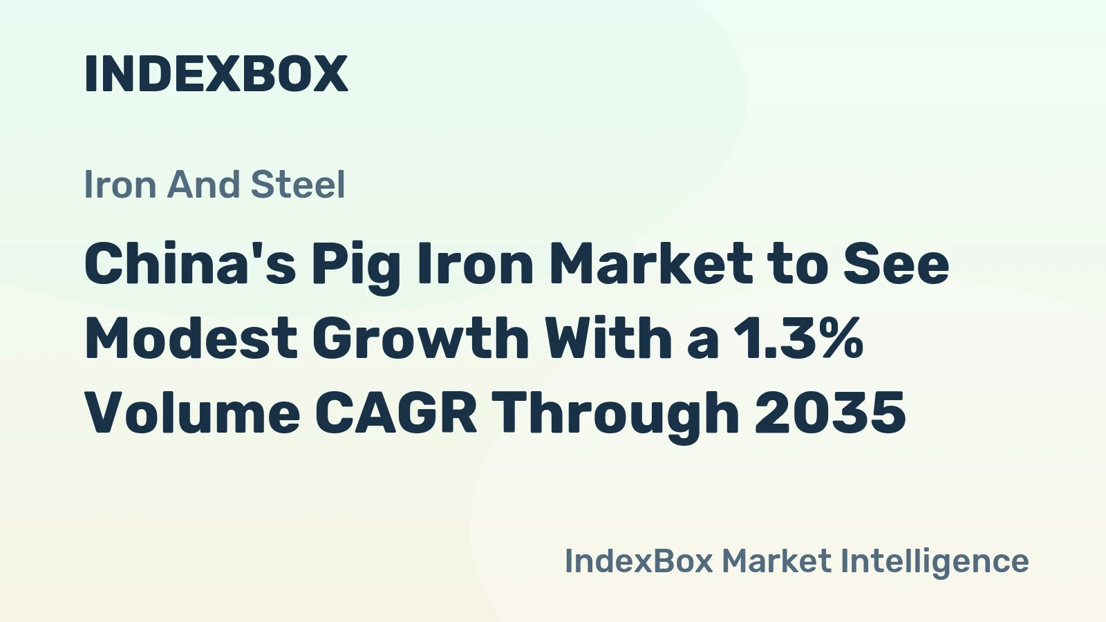 China's Pig Iron Market to See Modest Growth With a 1.3% Volume CAGR Through 2035
