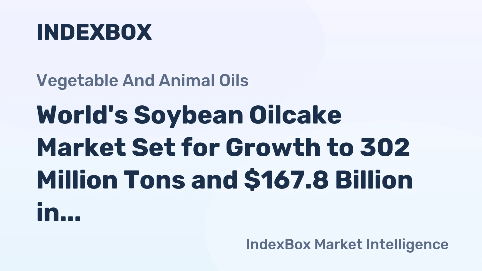 World's Soybean Oilcake Market Set for Growth to 302 Million Tons and $167.8 Billion in Value