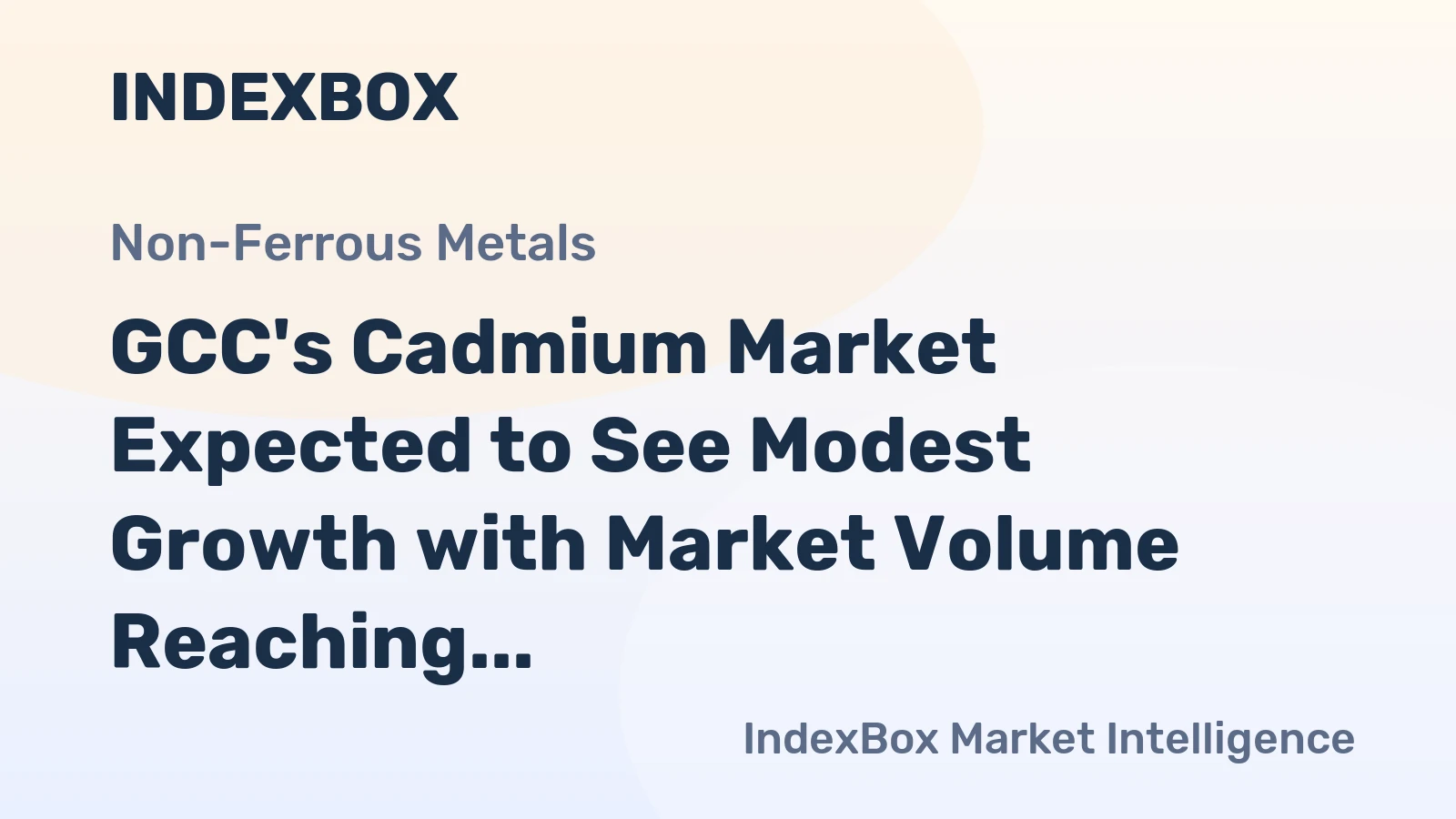 GCC's Cadmium Market Expected to See Modest Growth with Market Volume Reaching 53 Tons and Value Reaching $149K by 2035