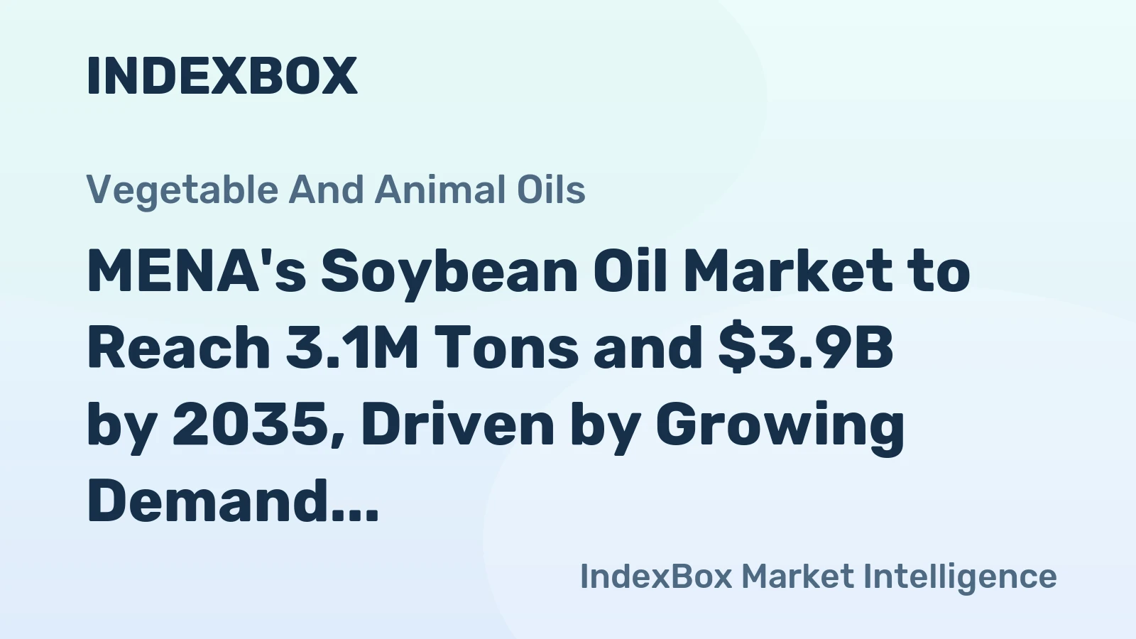 MENA's Soybean Oil Market to Reach 3.1M Tons and $3.9B by 2035, Driven by Growing Demand