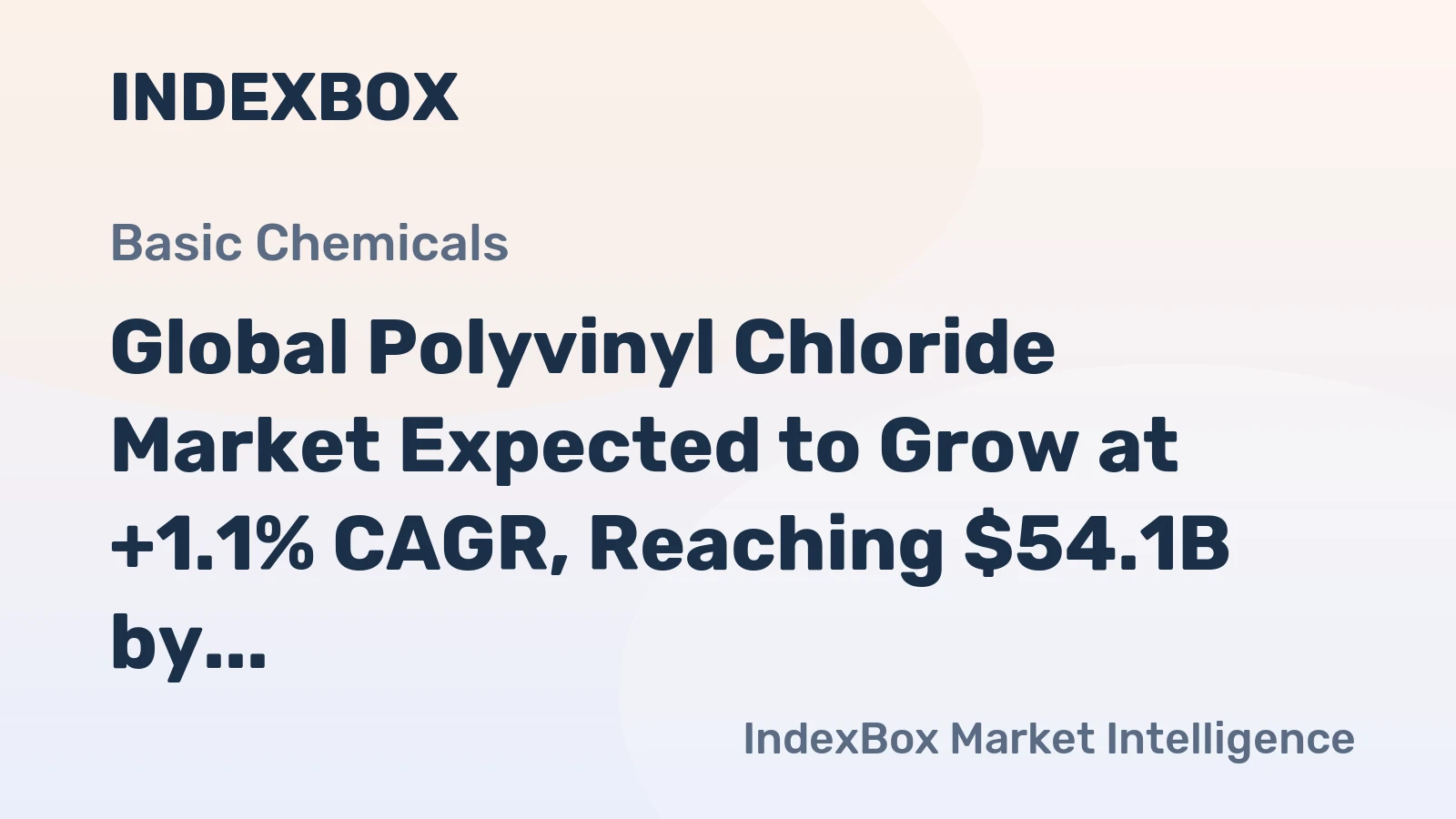 Global Polyvinyl Chloride Market Expected to Grow at +1.1% CAGR, Reaching $54.1B by 2035