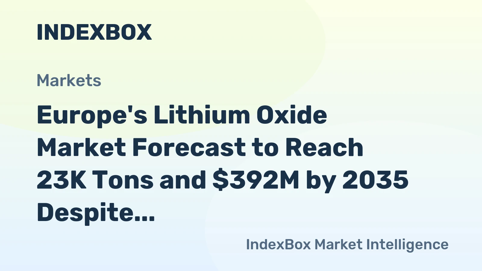 Europe's Lithium Oxide Market Forecast to Reach 23K Tons and $392M by 2035 Despite Recent Contraction
