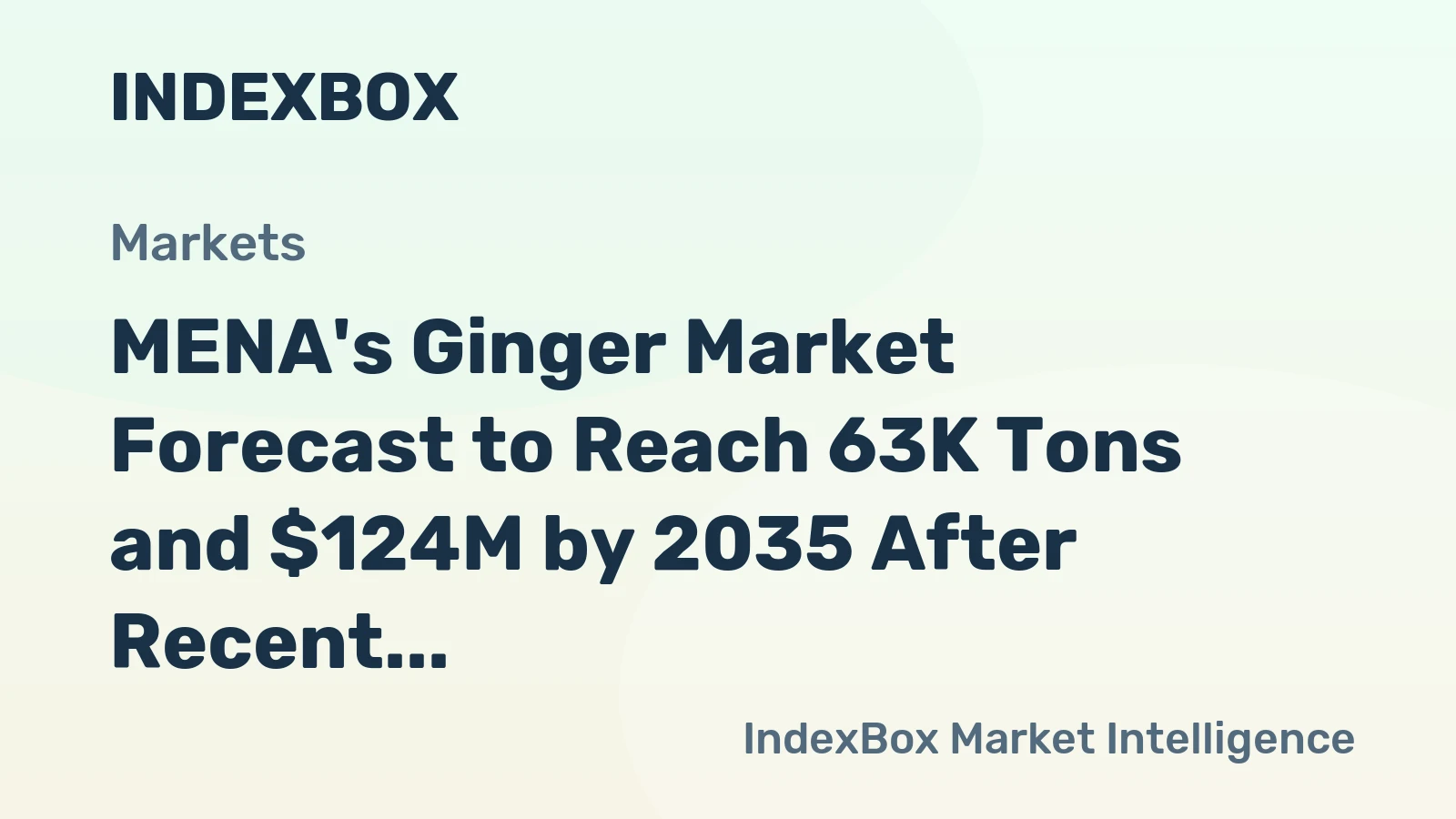 MENA's Ginger Market Forecast to Reach 63K Tons and $124M by 2035 After Recent Contraction