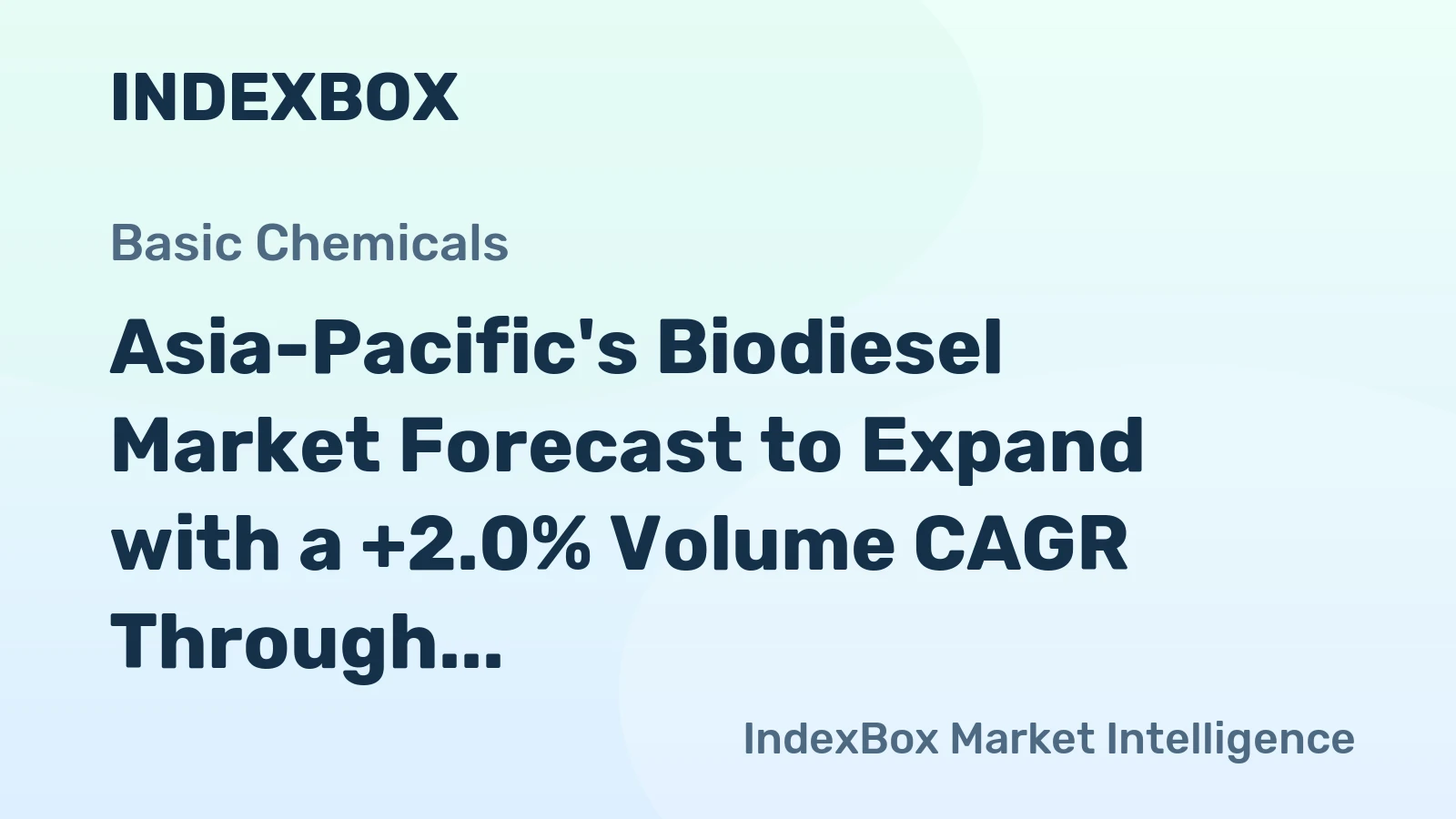 Asia-Pacific's Biodiesel Market Forecast to Expand with a +2.0% Volume CAGR Through 2035