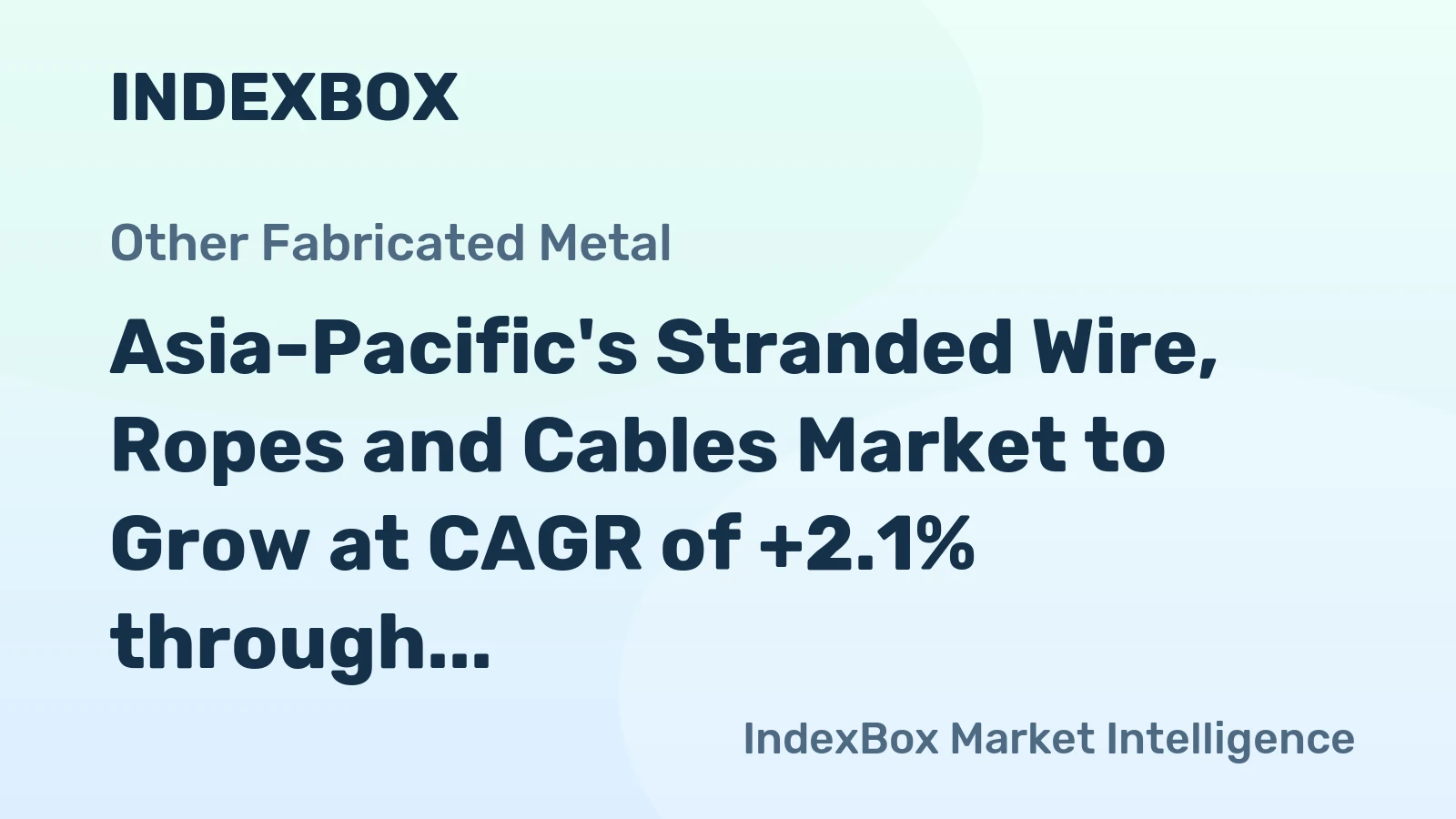 Asia-Pacific's Stranded Wire, Ropes and Cables Market to Grow at CAGR of +2.1% through 2035