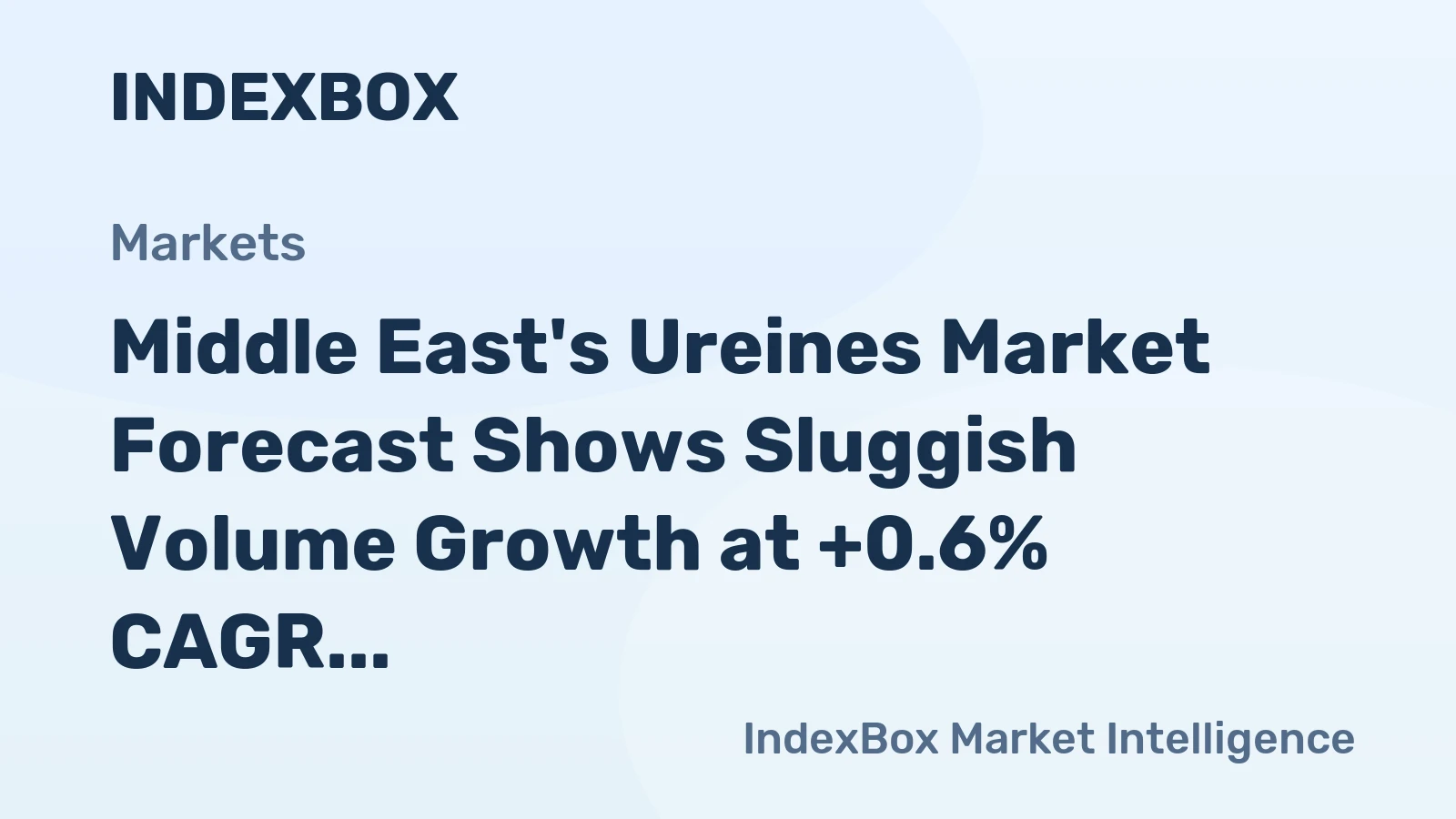 Middle East's Ureines Market Forecast Shows Sluggish Volume Growth at +0.6% CAGR Amid Stronger Value Expansion