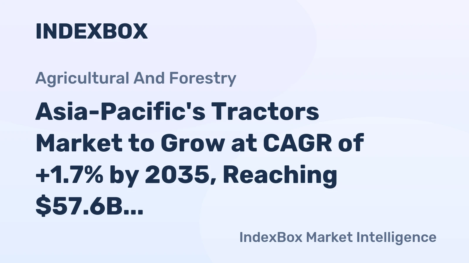Asia-Pacific's Tractors Market to Grow at CAGR of +1.7% by 2035, Reaching $57.6B in Value