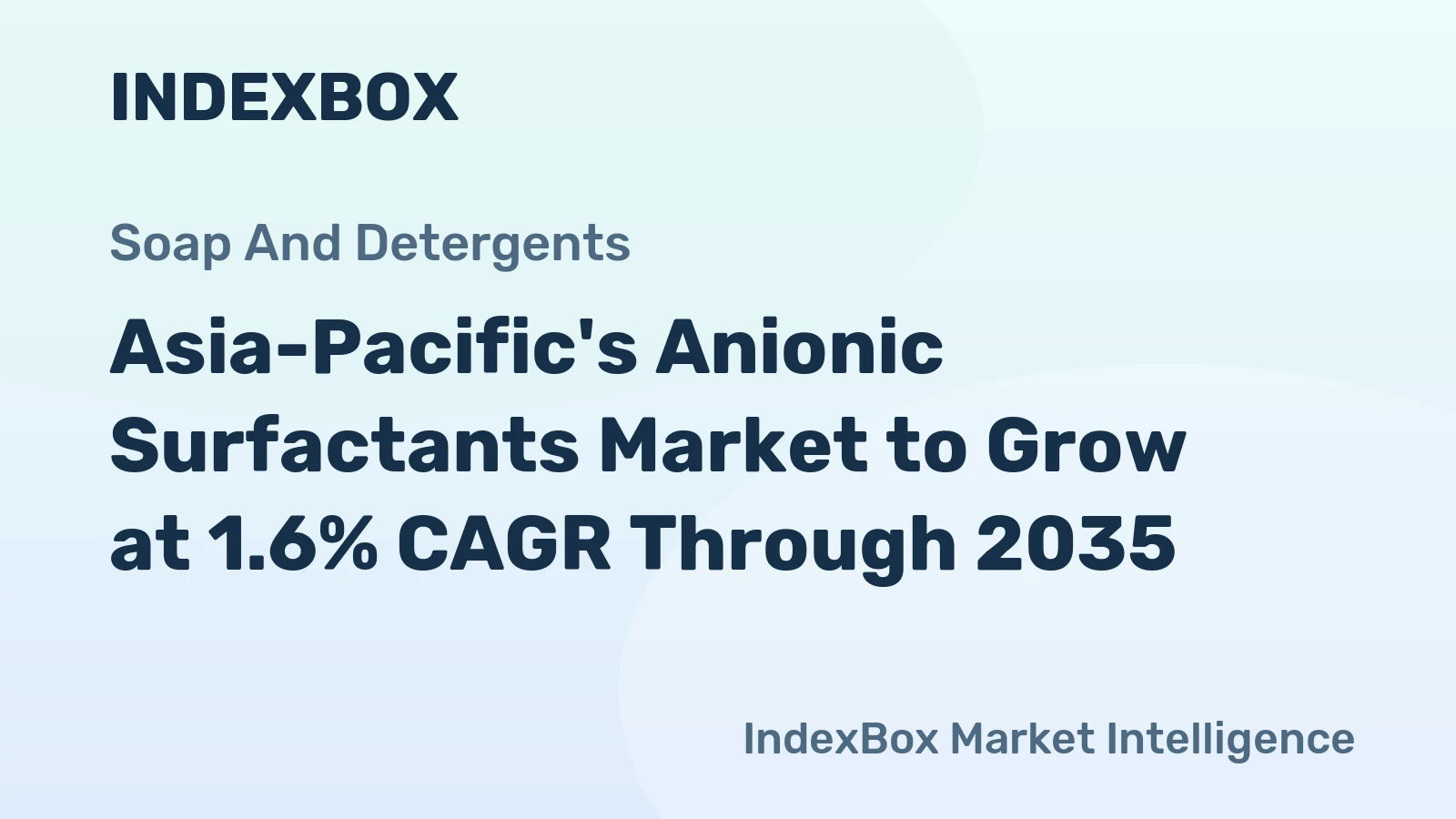 Asia-Pacific's Anionic Surfactants Market to Grow at 1.6% CAGR Through 2035