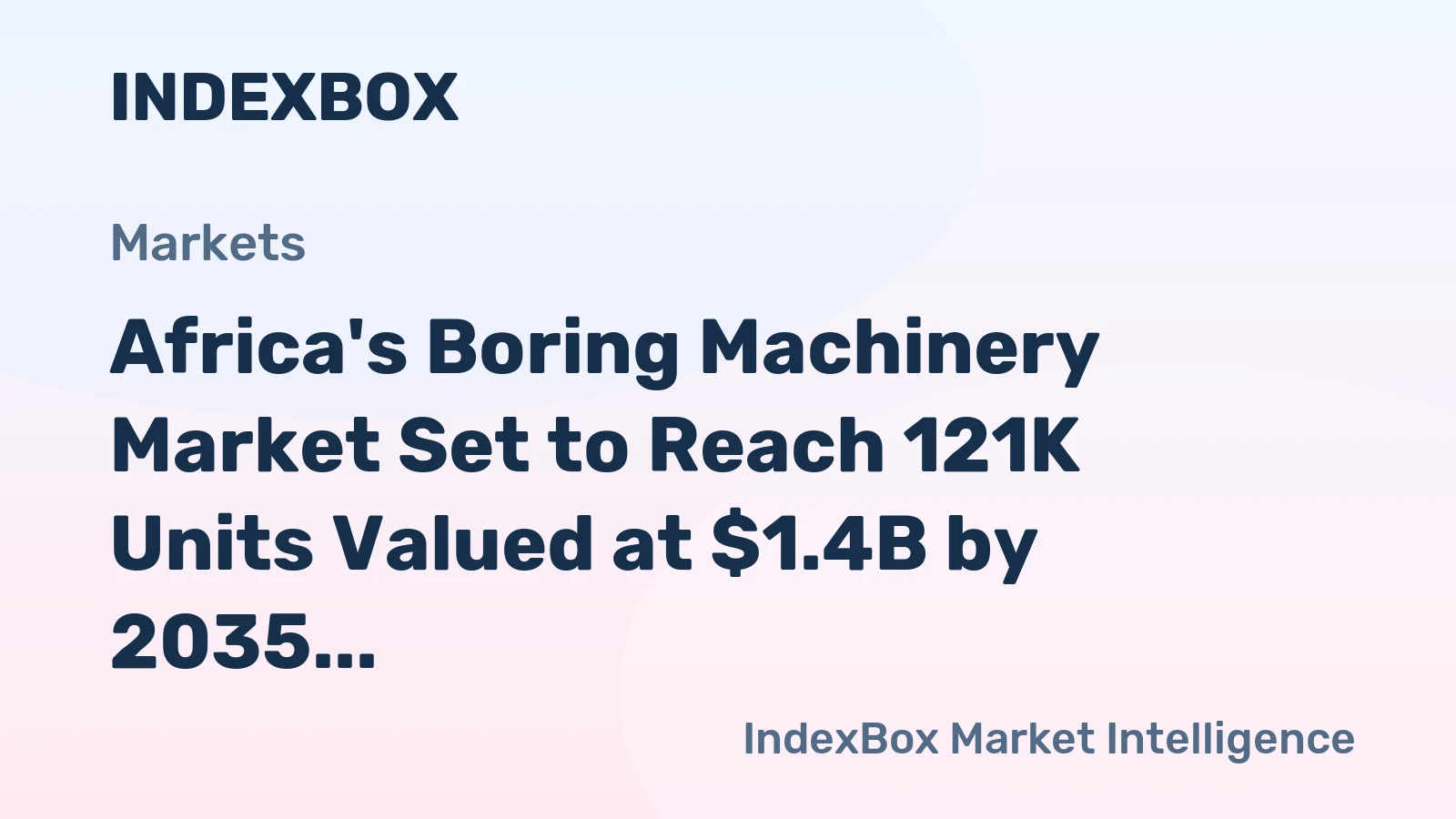 Africa's Boring Machinery Market Set to Reach 121K Units Valued at $1.4B by 2035