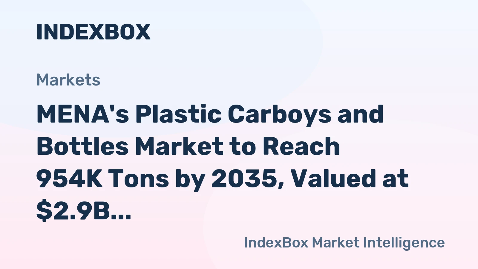 MENA's Plastic Carboys and Bottles Market to Reach 954K Tons by 2035, Valued at $2.9B