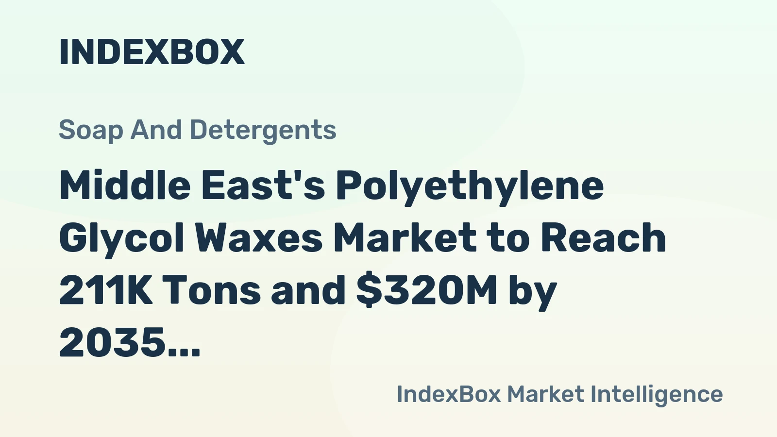 Middle East's Polyethylene Glycol Waxes Market to Reach 211K Tons and $320M by 2035
