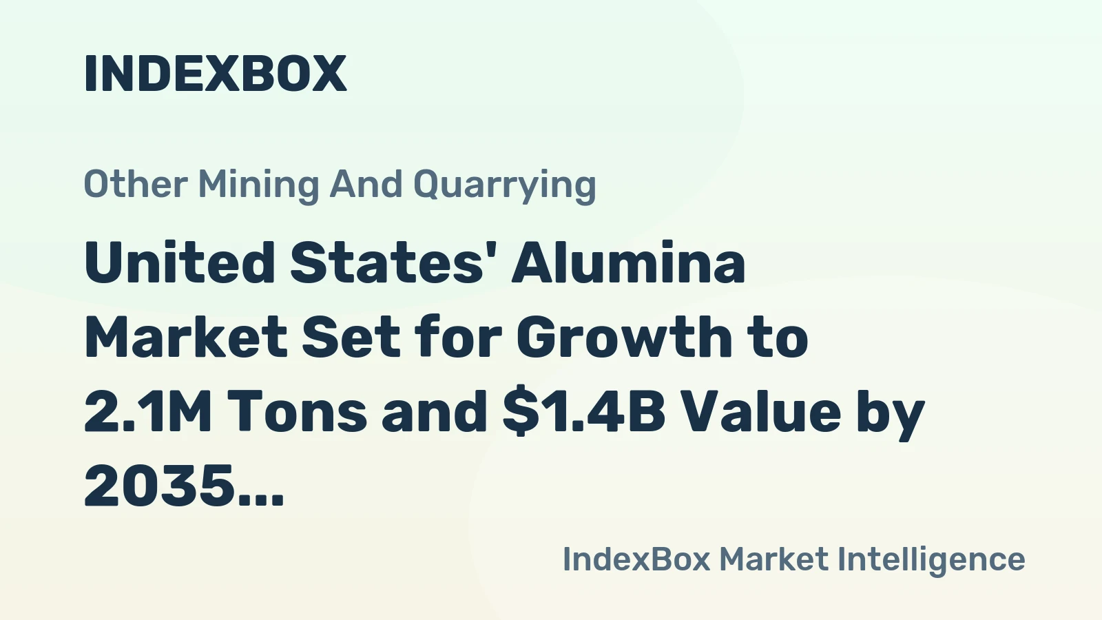 United States' Alumina Market Set for Growth to 2.1M Tons and $1.4B Value by 2035