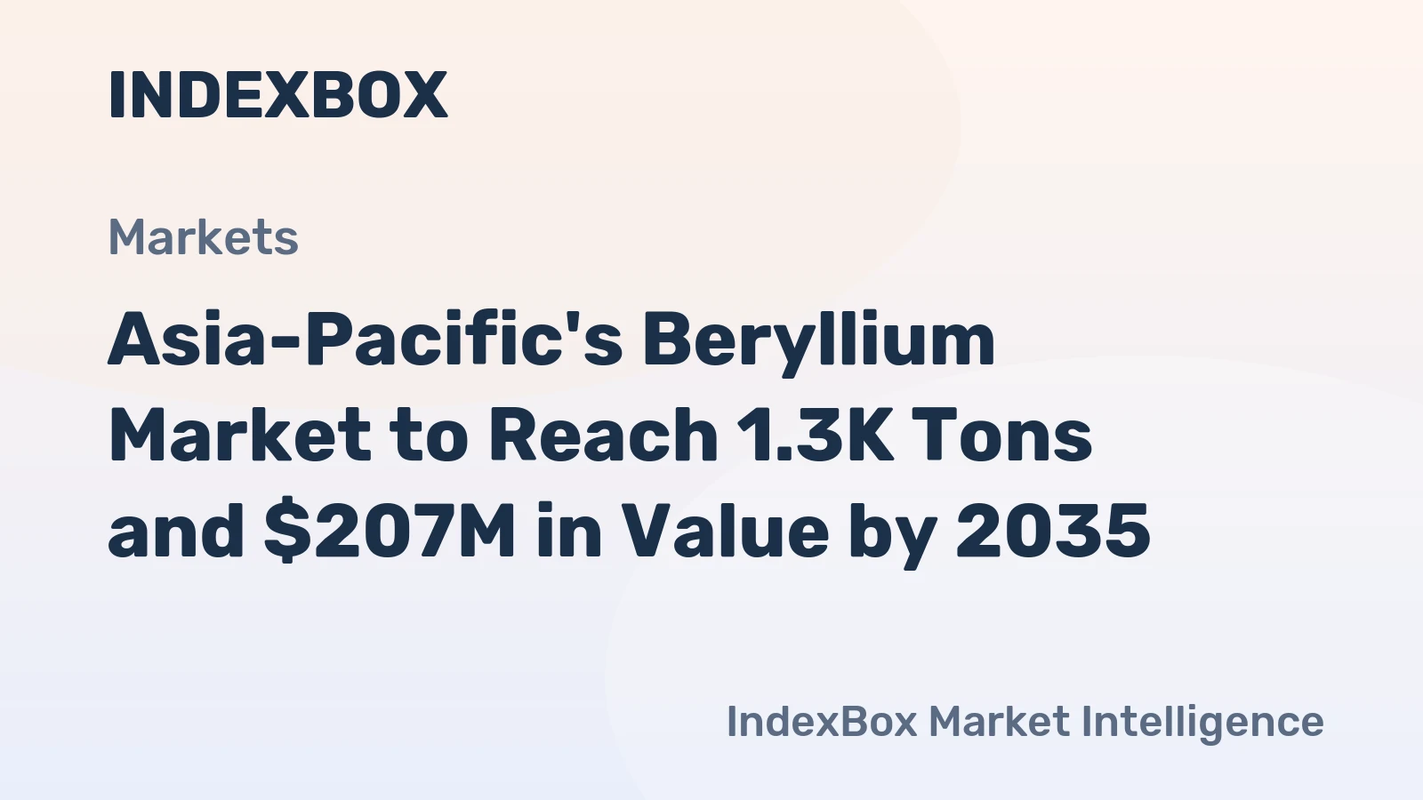 Asia-Pacific's Beryllium Market to Reach 1.3K Tons and $207M in Value by 2035