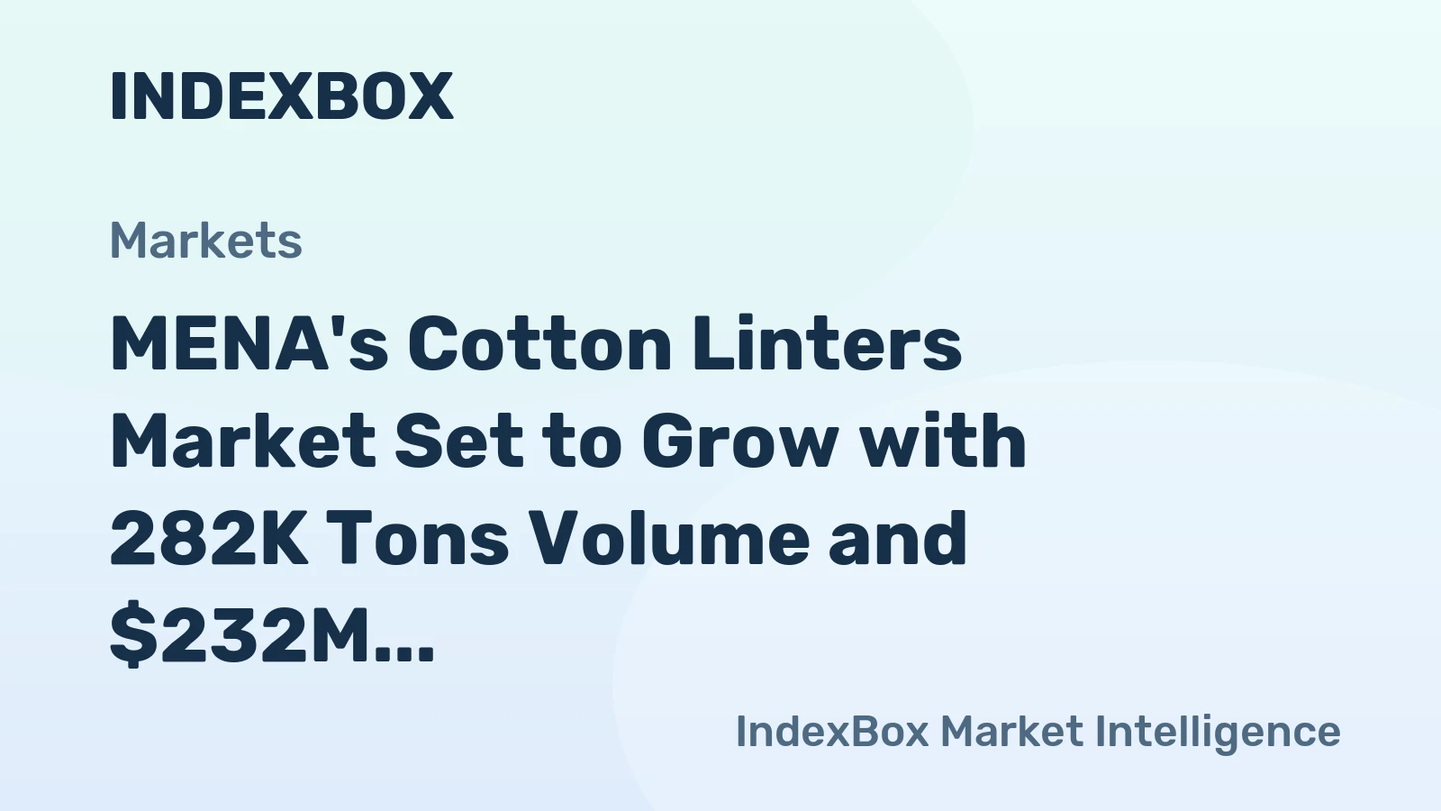 MENA's Cotton Linters Market Set to Grow with 282K Tons Volume and $232M Value by 2035
